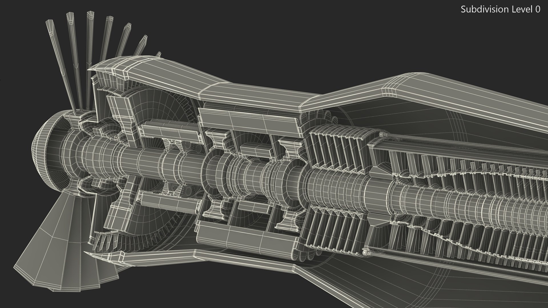 Rotor And Shaft Jet Engine Turbine In Cutaway 3D Model - TurboSquid 2381271