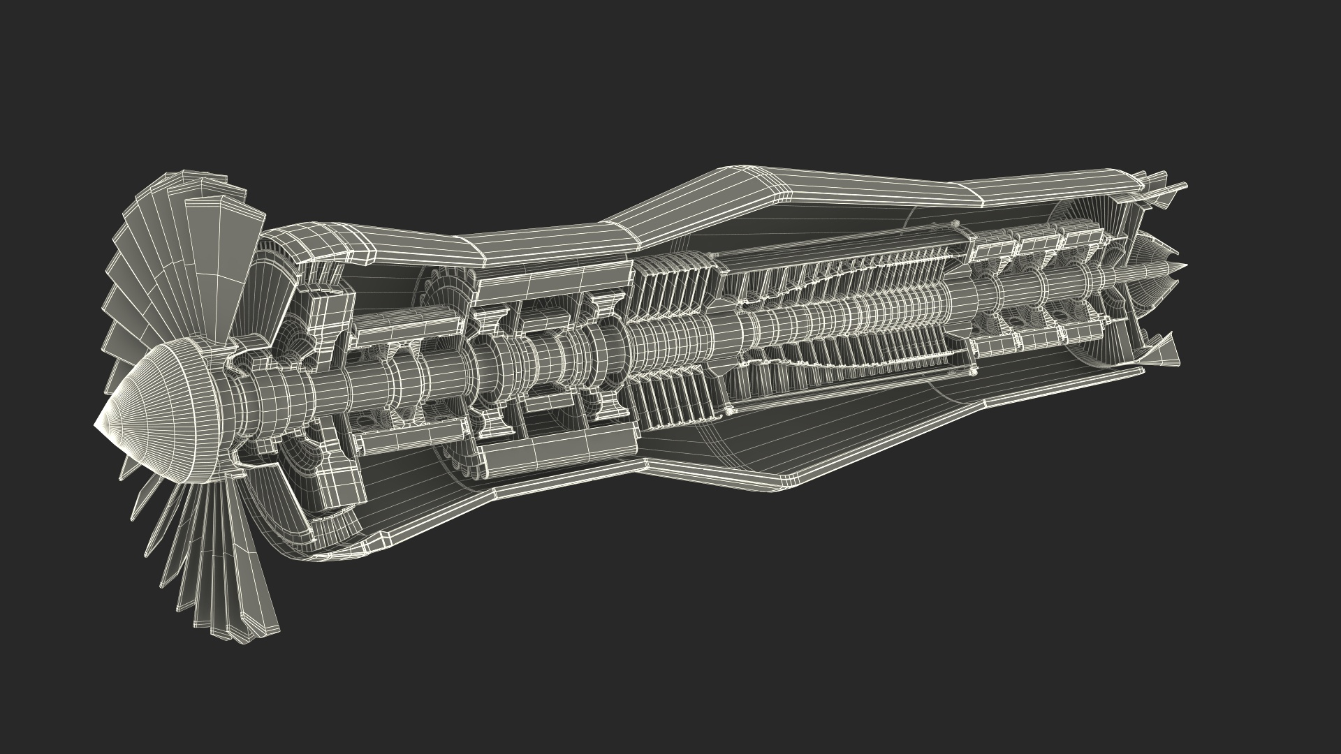 Rotor And Shaft Jet Engine Turbine In Cutaway 3D Model - TurboSquid 2381271