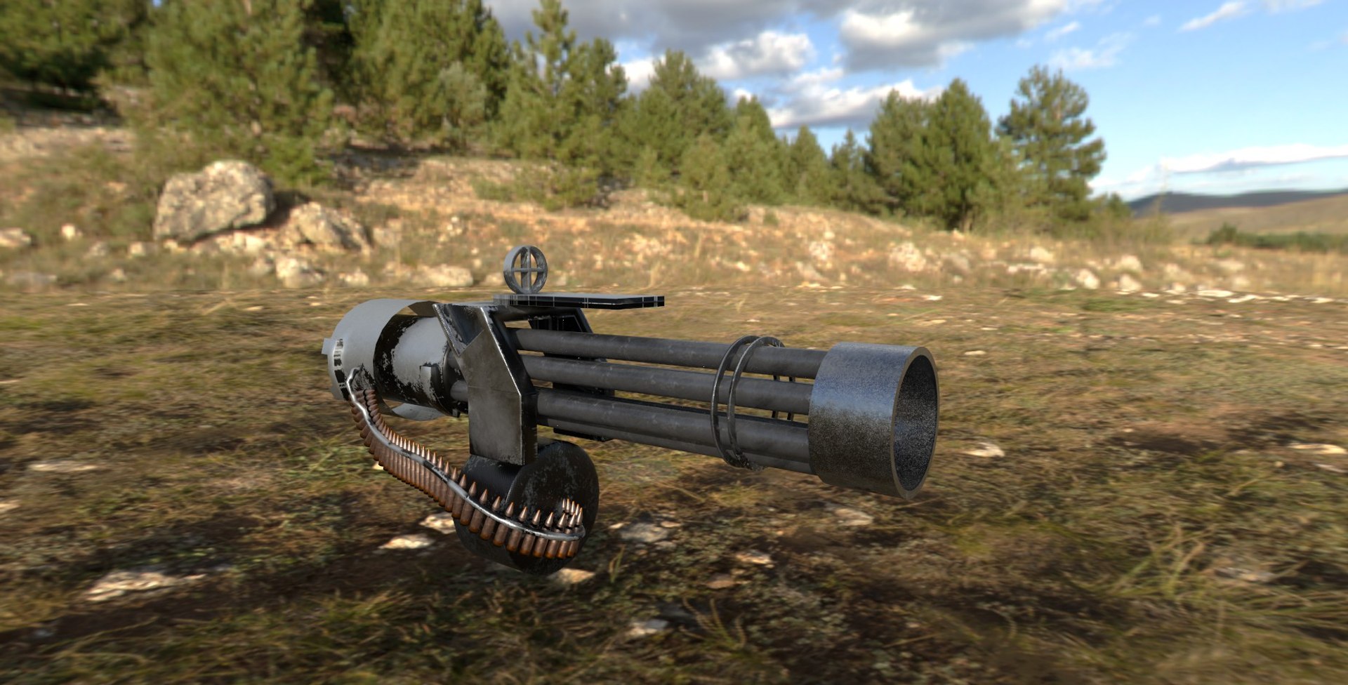3D Model Animated Textured Gatling Gun - TurboSquid 1792648