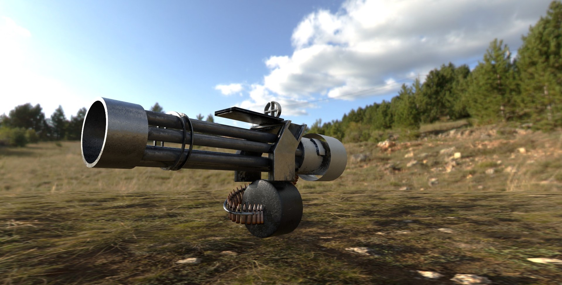 3D Model Animated Textured Gatling Gun - TurboSquid 1792648
