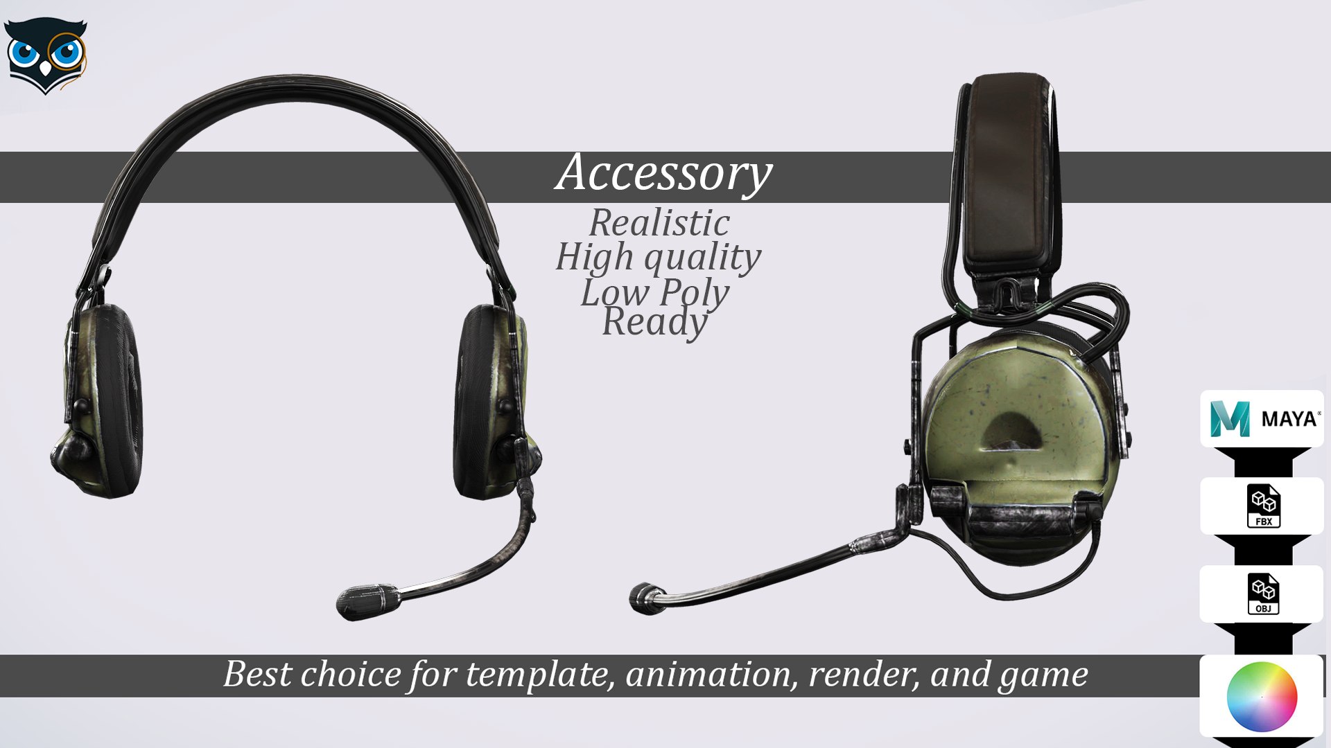 3D Model Tactical Comms Headset With Mic - Game Ready - TurboSquid 2426084