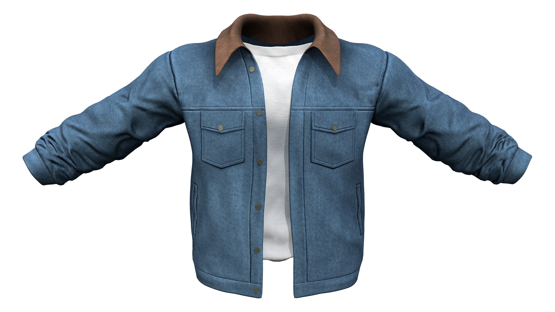3D model Men Open Front Denim Jacket With TShirt - TurboSquid 2074386