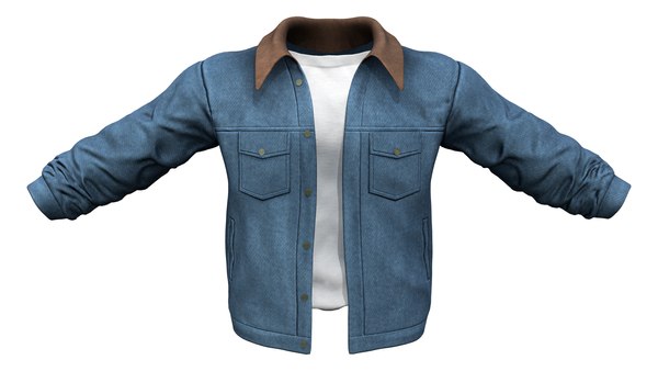 3D модель Men Open Front Denim Jacket With TShirt - TurboSquid 2074386