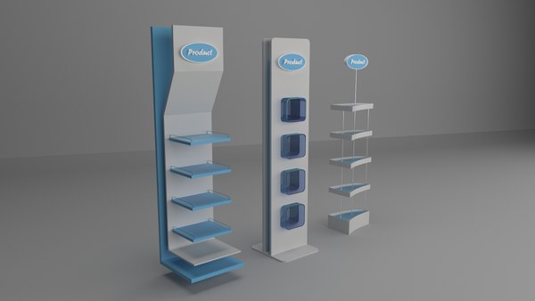 Product stand in blue and white theme model - TurboSquid 2023583