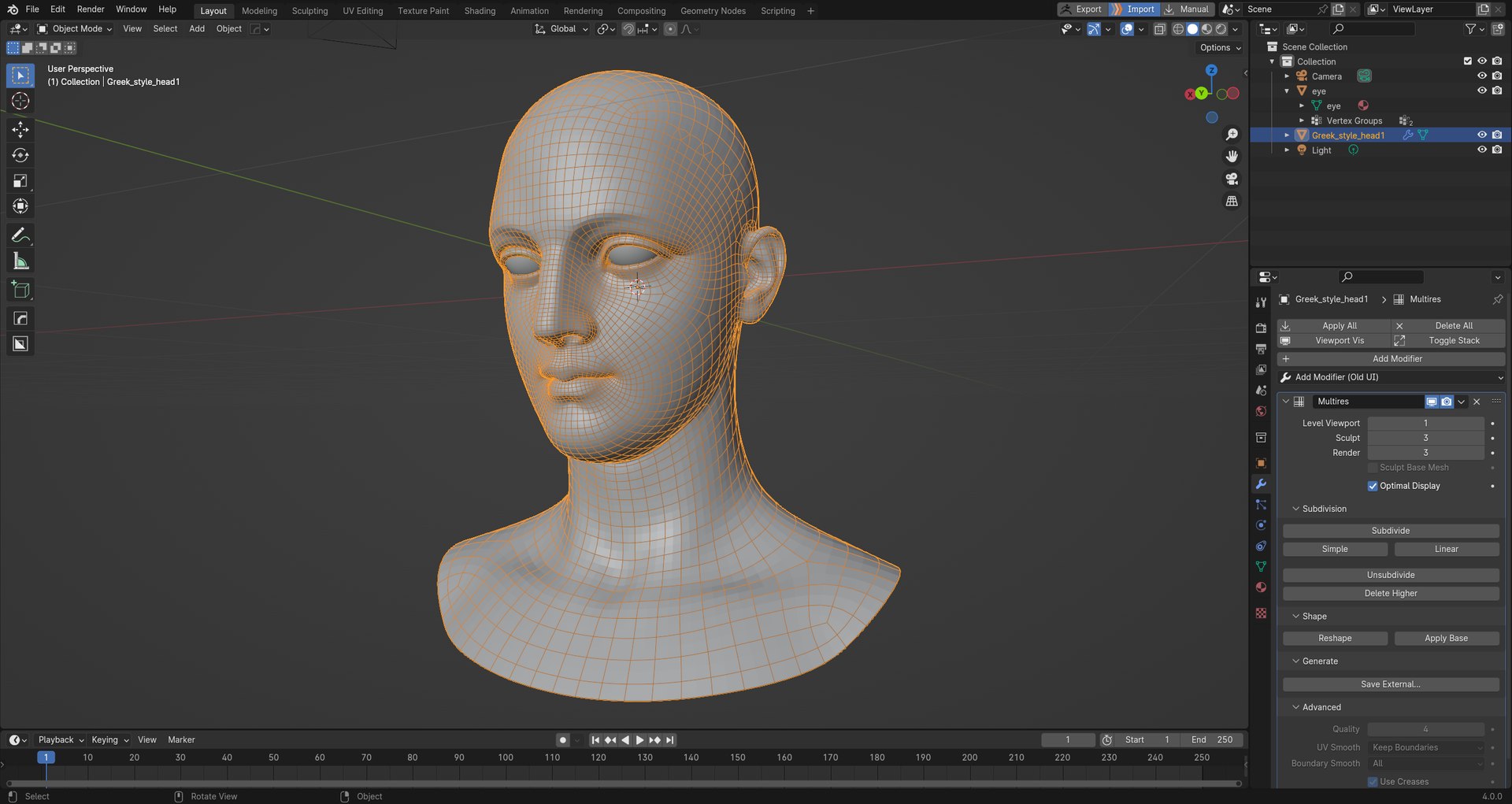 Basic High Model Of Ancient Greek Style Head Sculpture 3D Model 3D ...