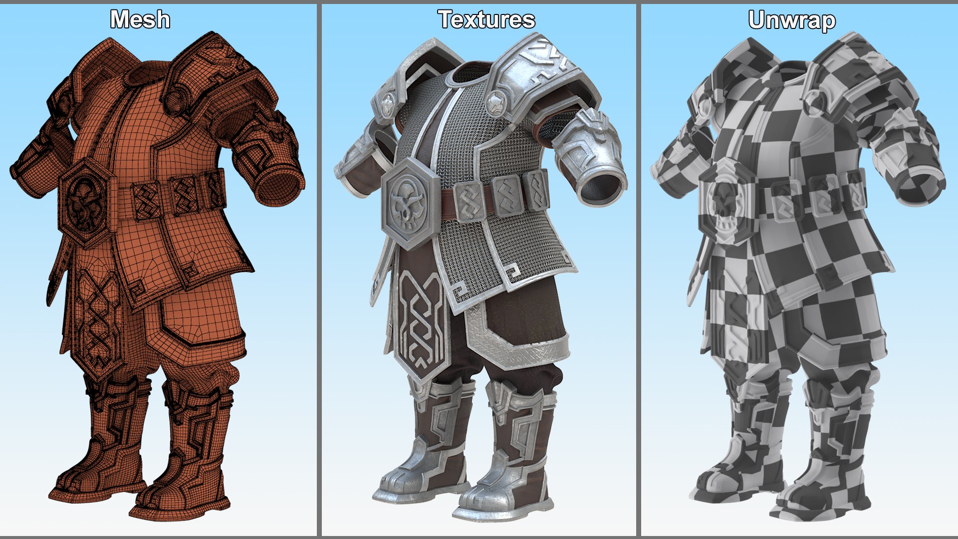 Steel Dwarven Armor With Chainmail 3D Model - TurboSquid 2391451