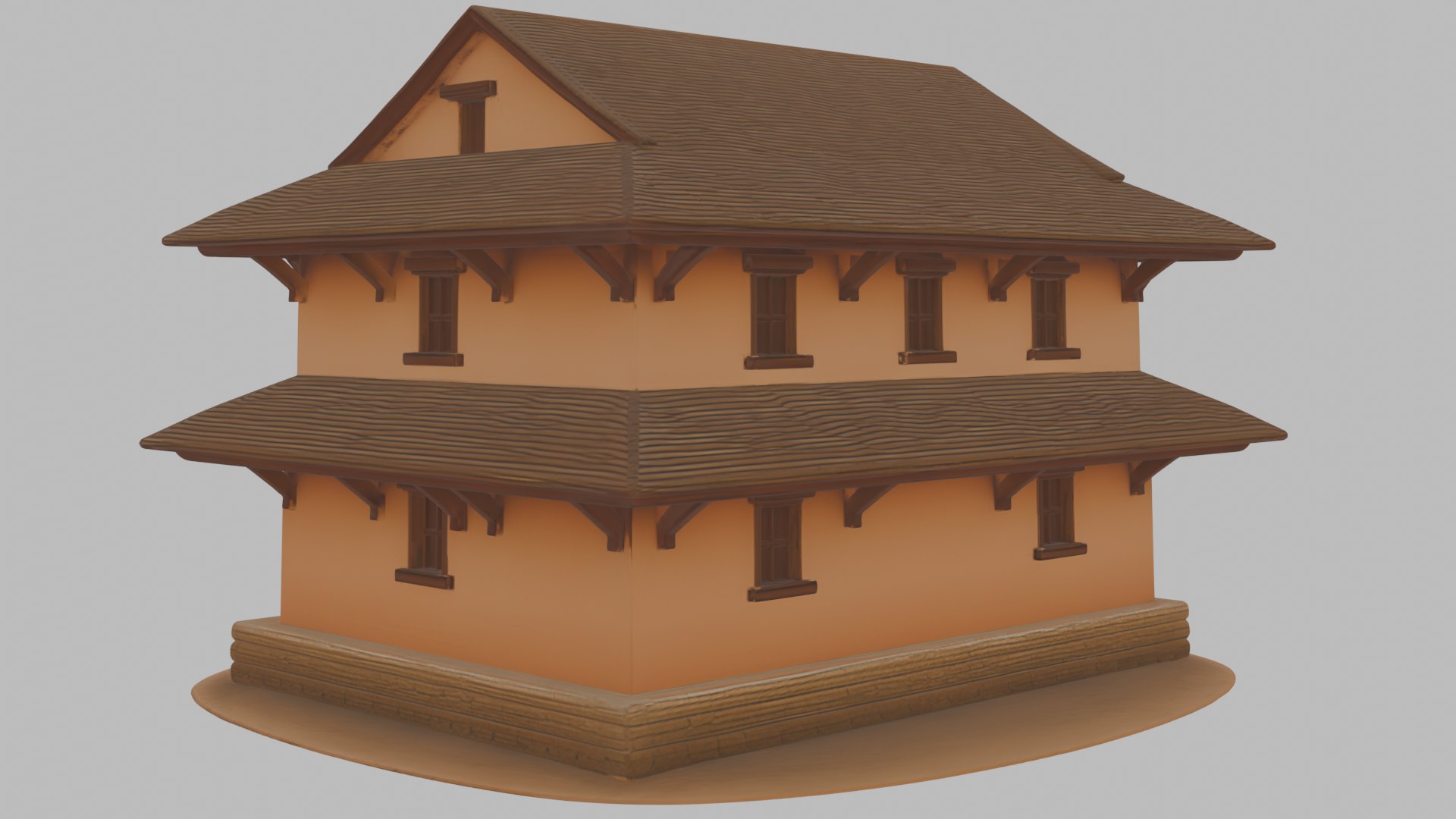 Traditional Asian Two Story Village House PBR Game Ready 3D Model 3D ...