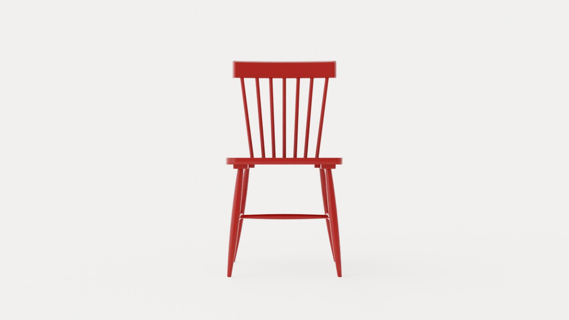 3D Model Wood H17 Spindle Chair Red - TurboSquid 2250146