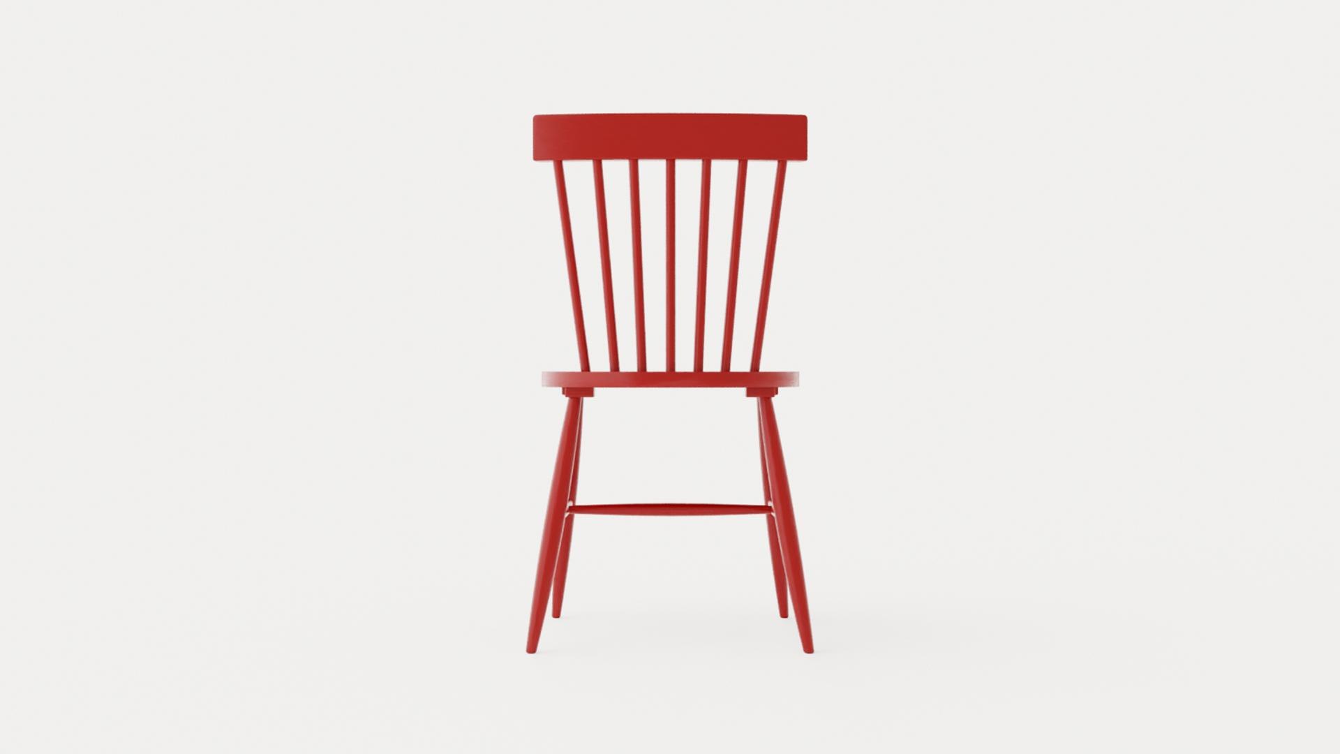 3D Model Wood H17 Spindle Chair Red - TurboSquid 2250146