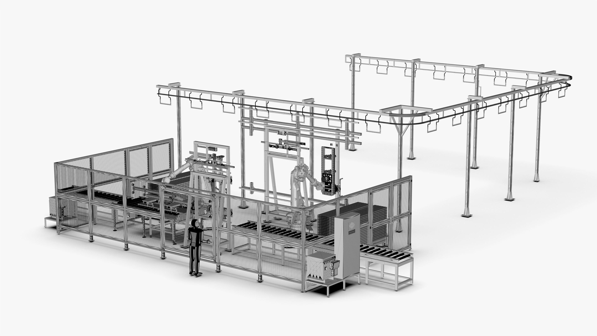 Automatic Loading And Unloading Robot Powder Spraying Line 3D - TurboSquid 2209043
