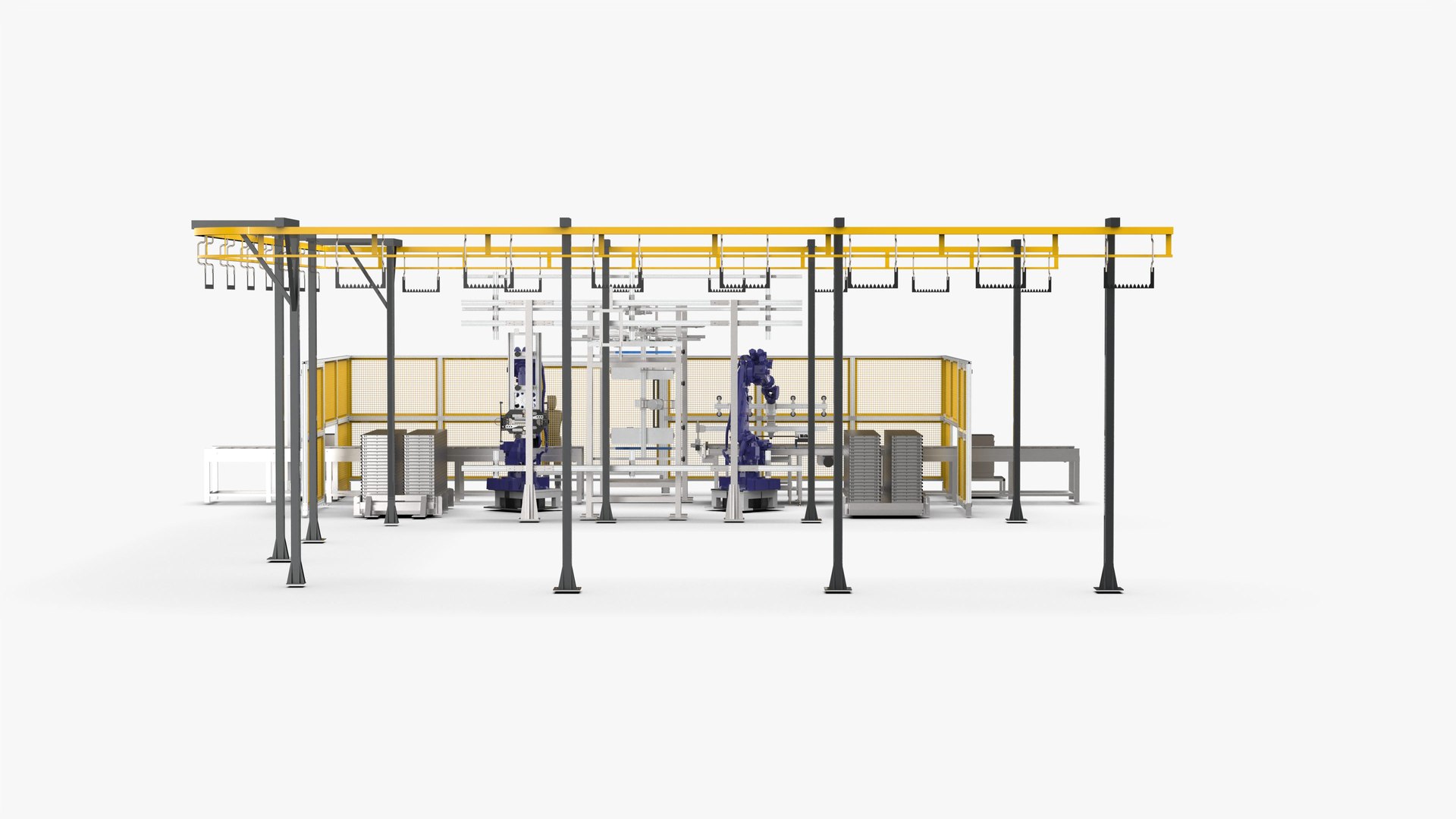 Automatic Loading And Unloading Robot Powder Spraying Line 3D ...