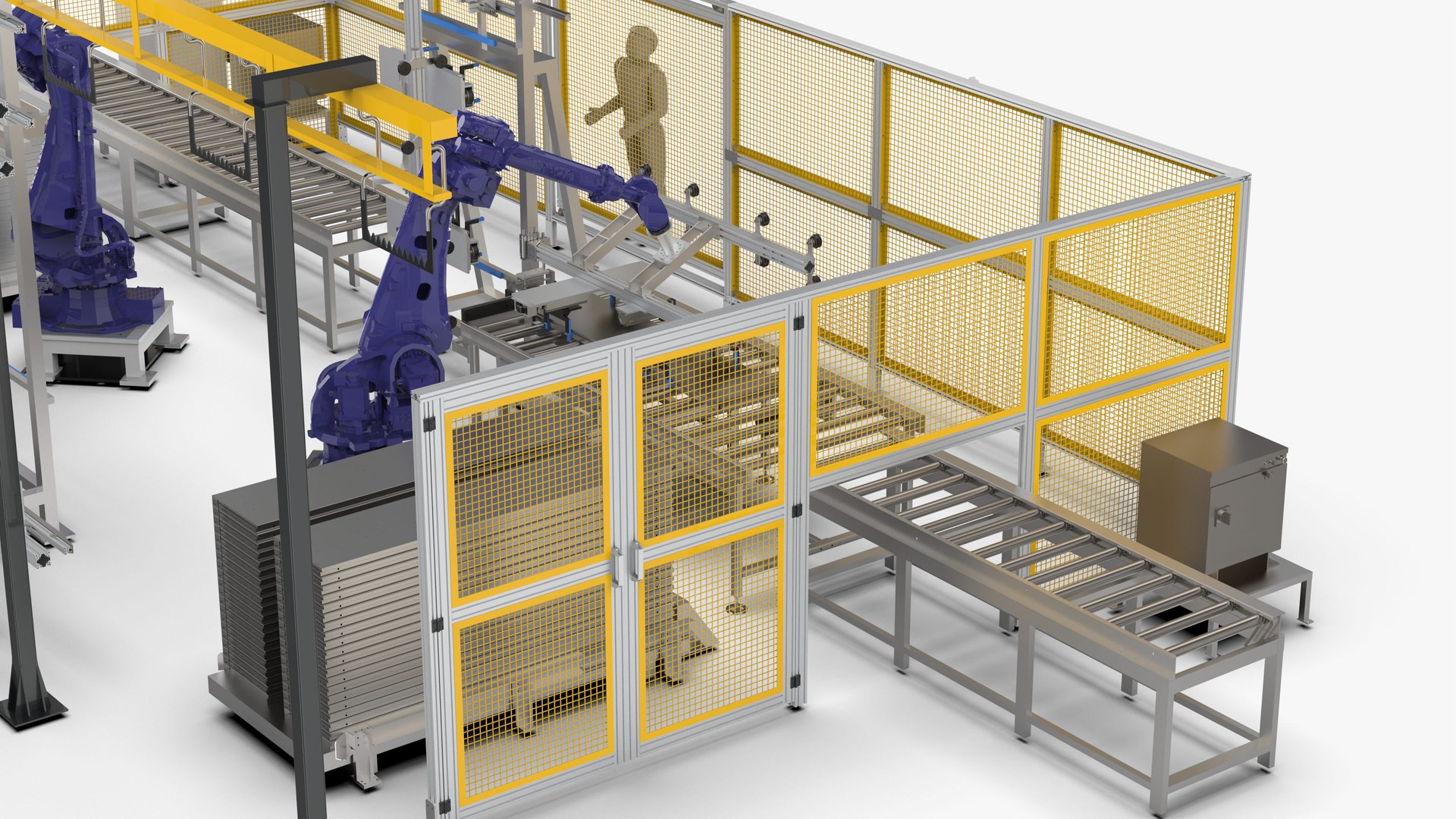 Automatic Loading And Unloading Robot Powder Spraying Line 3D ...