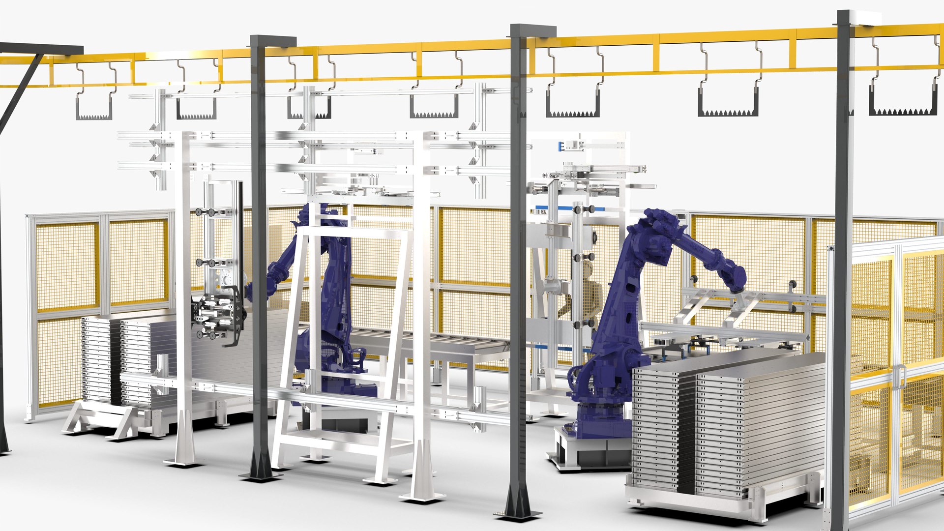 Automatic Loading And Unloading Robot Powder Spraying Line 3D ...