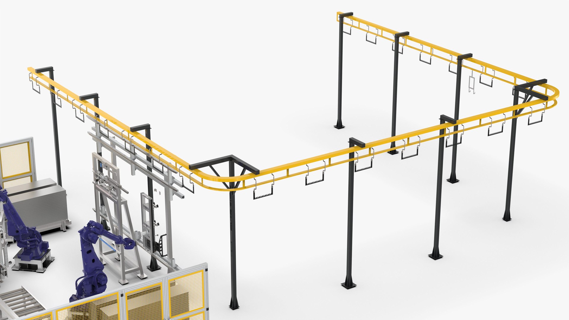 Automatic Loading And Unloading Robot Powder Spraying Line 3D ...