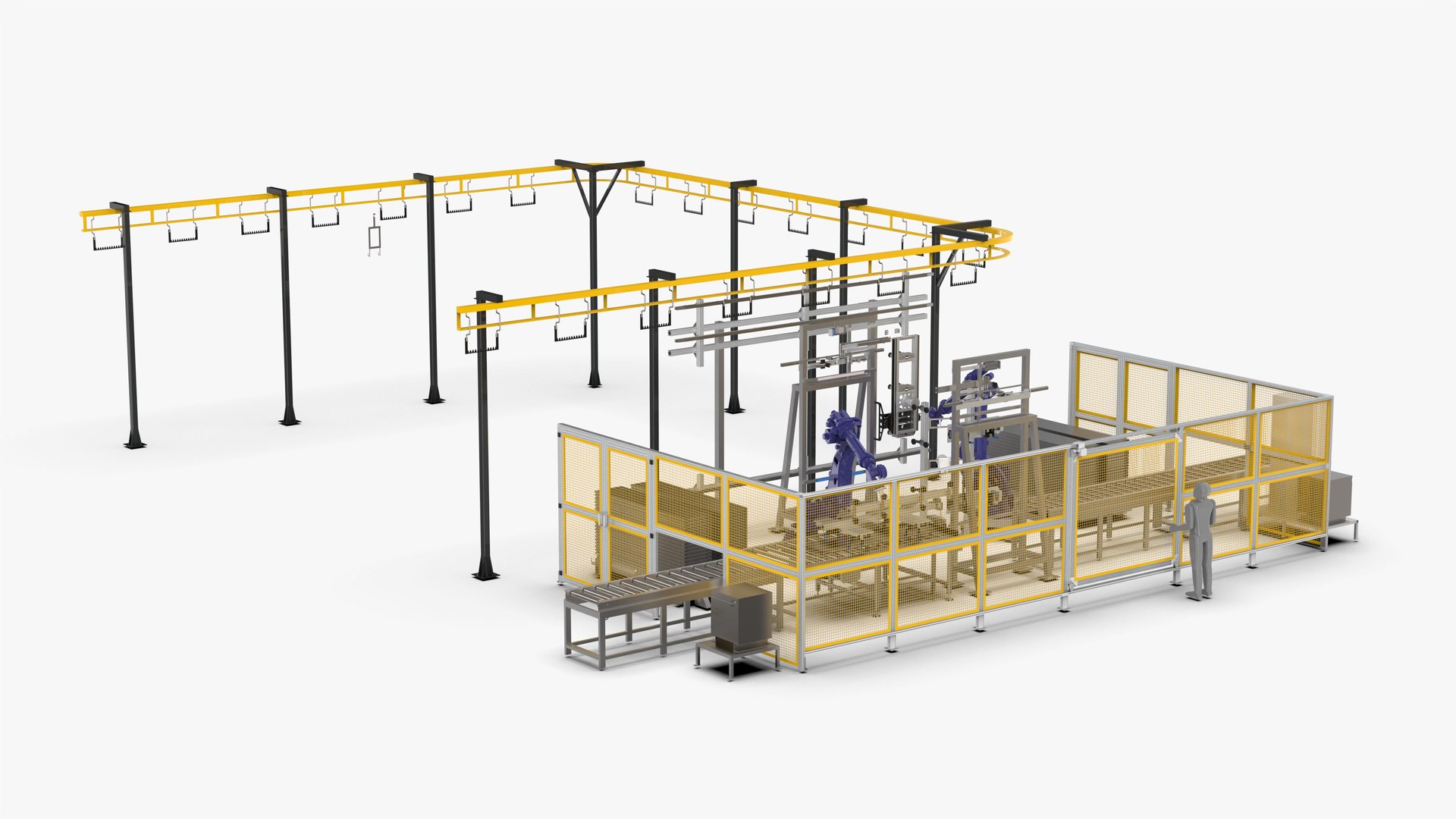 Automatic Loading And Unloading Robot Powder Spraying Line 3D ...