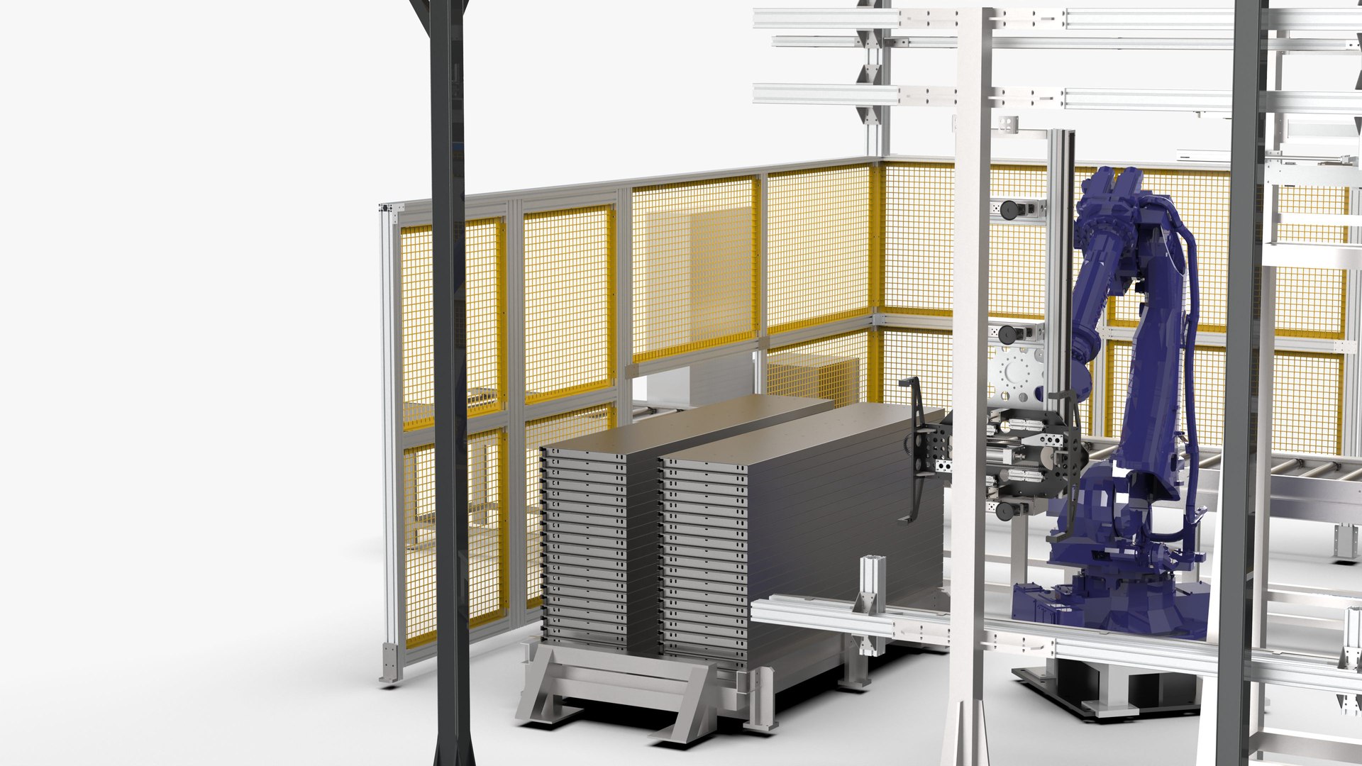 Automatic Loading And Unloading Robot Powder Spraying Line 3D ...