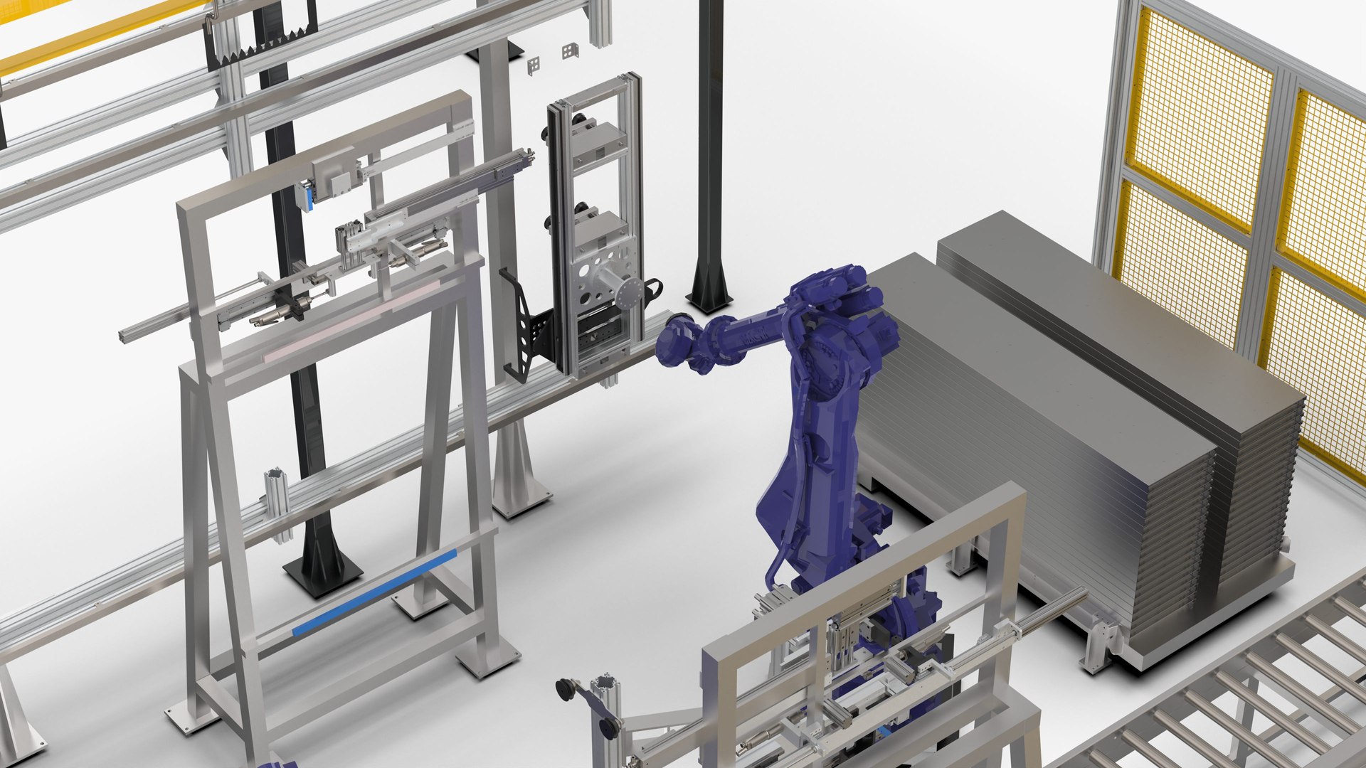 Automatic Loading And Unloading Robot Powder Spraying Line 3D ...