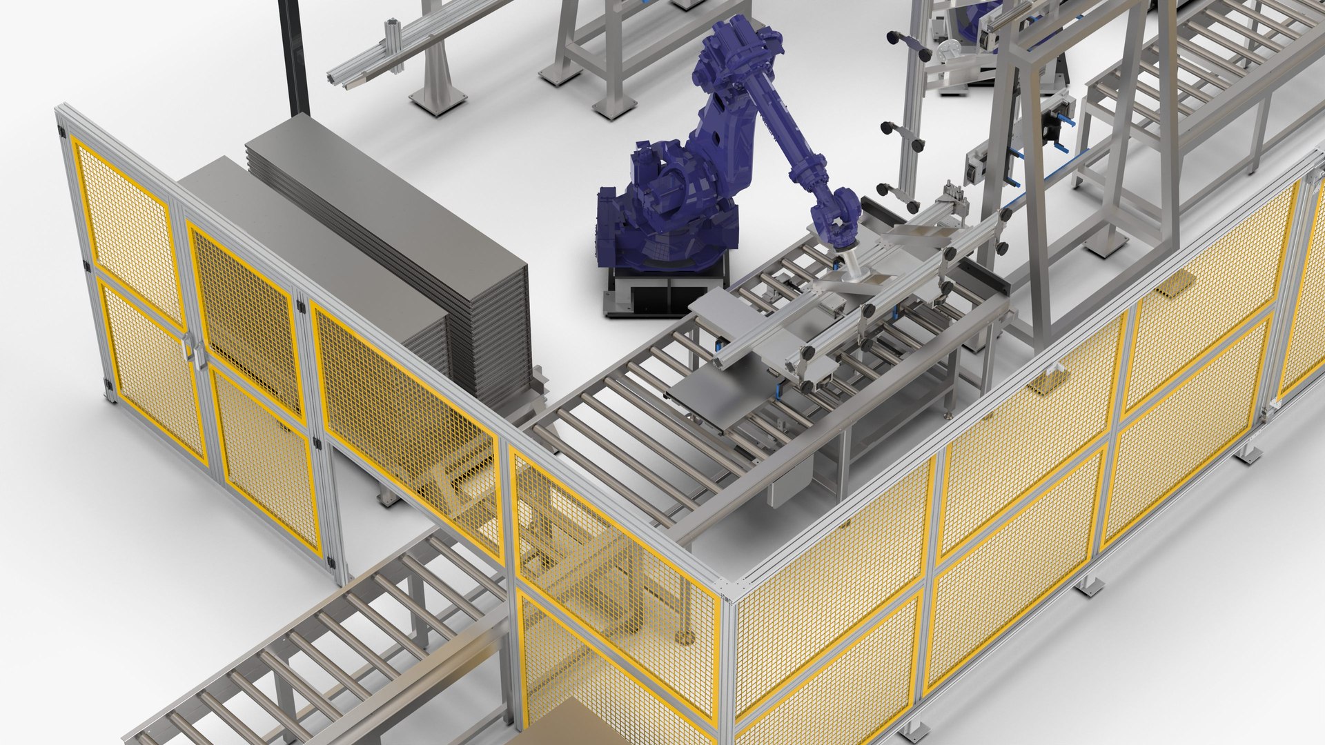 Automatic Loading And Unloading Robot Powder Spraying Line 3D ...