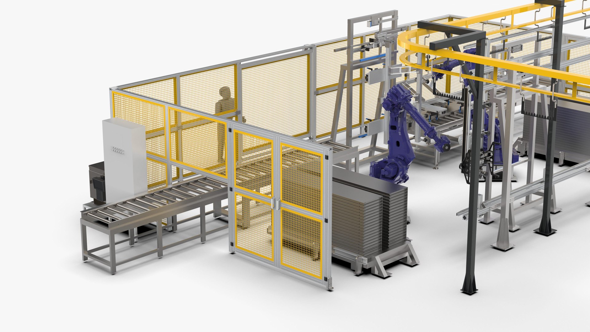 Automatic Loading And Unloading Robot Powder Spraying Line 3D ...