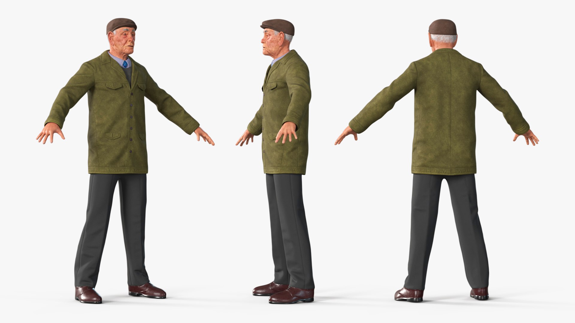 3D Model Old Man Rigged - TurboSquid 2277401