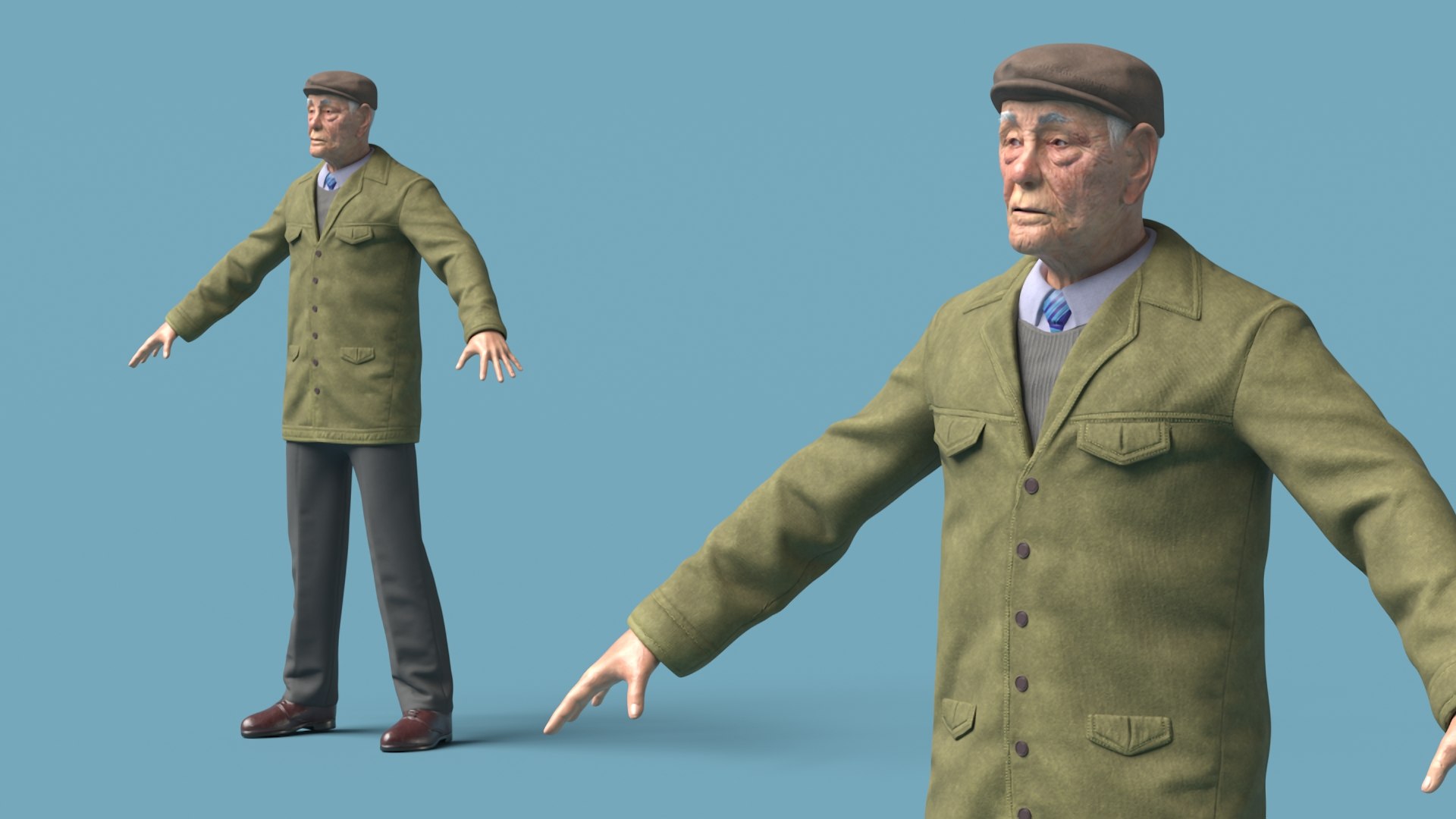 3D Model Old Man Rigged - TurboSquid 2277401