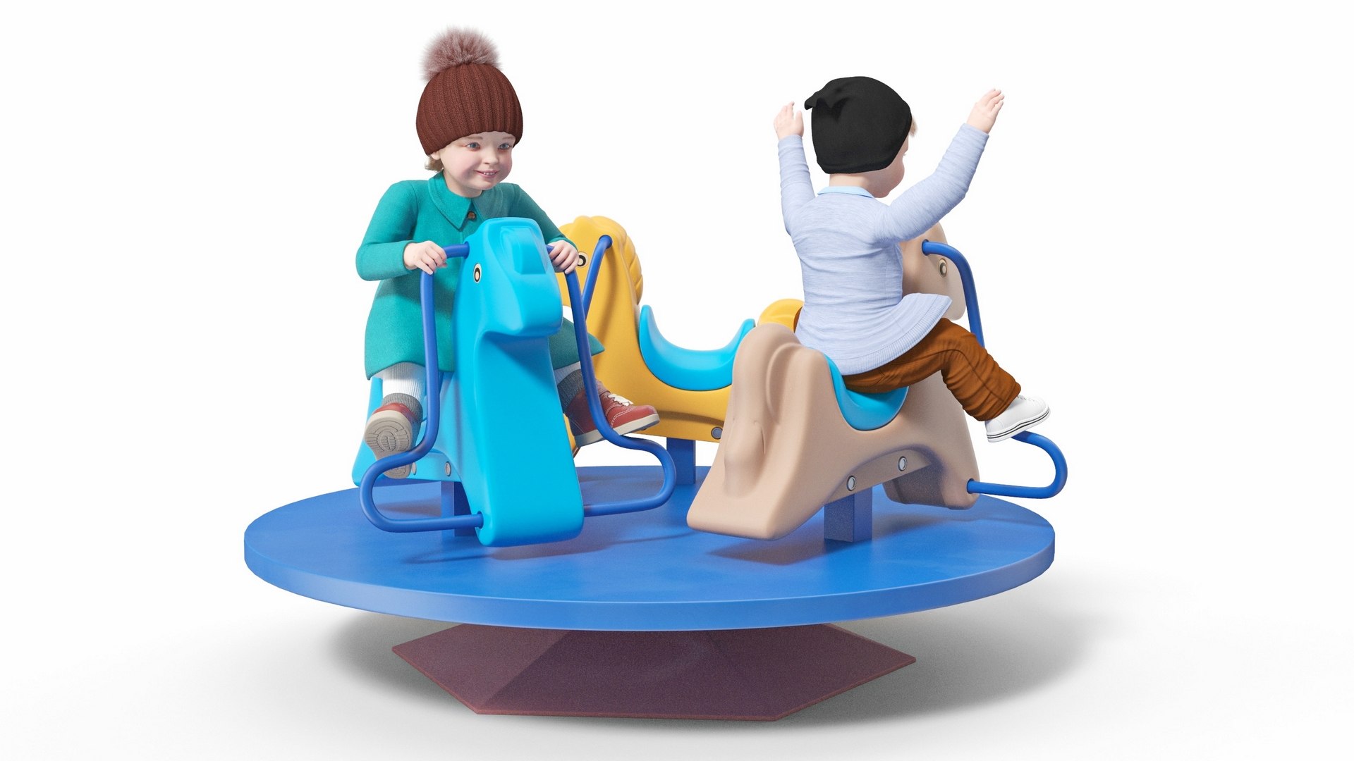 Little Children On Carousel - TurboSquid 2295521