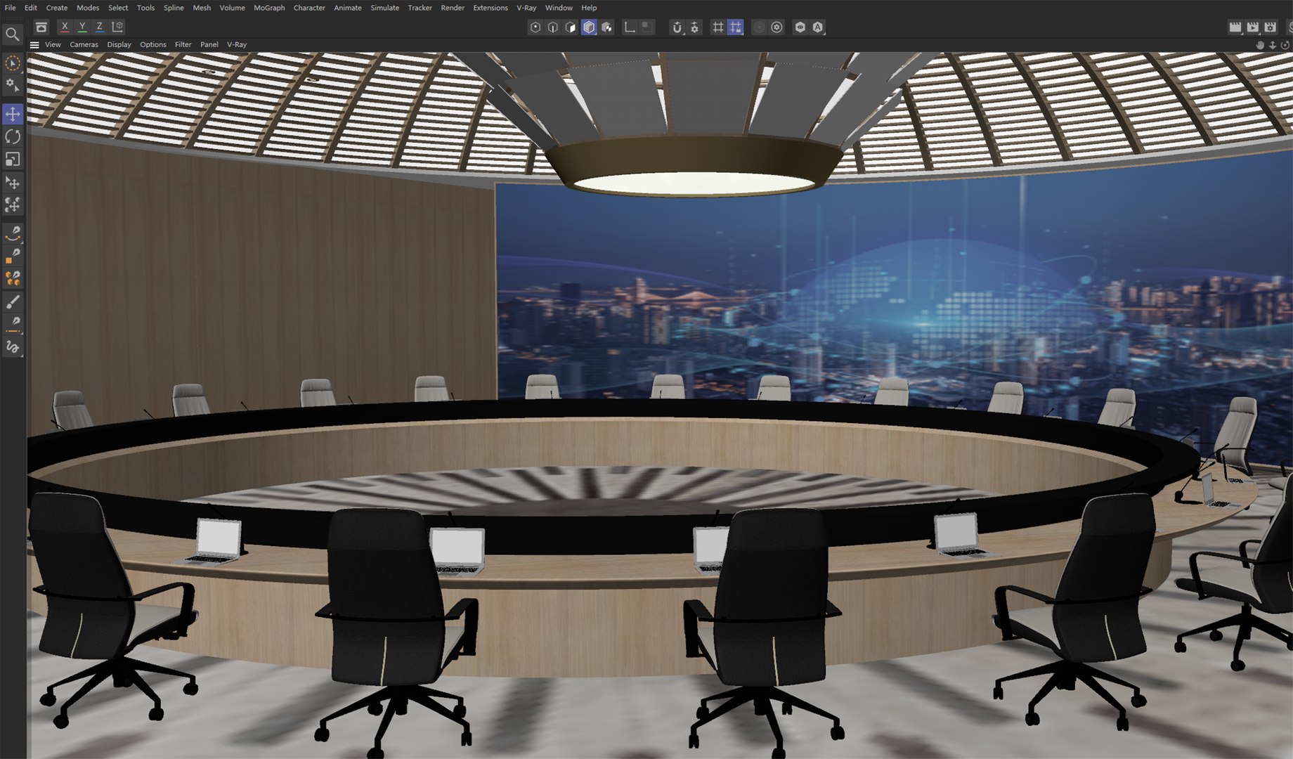 3D Model Elegant Corporate Boardroom With Circular Table - TurboSquid ...