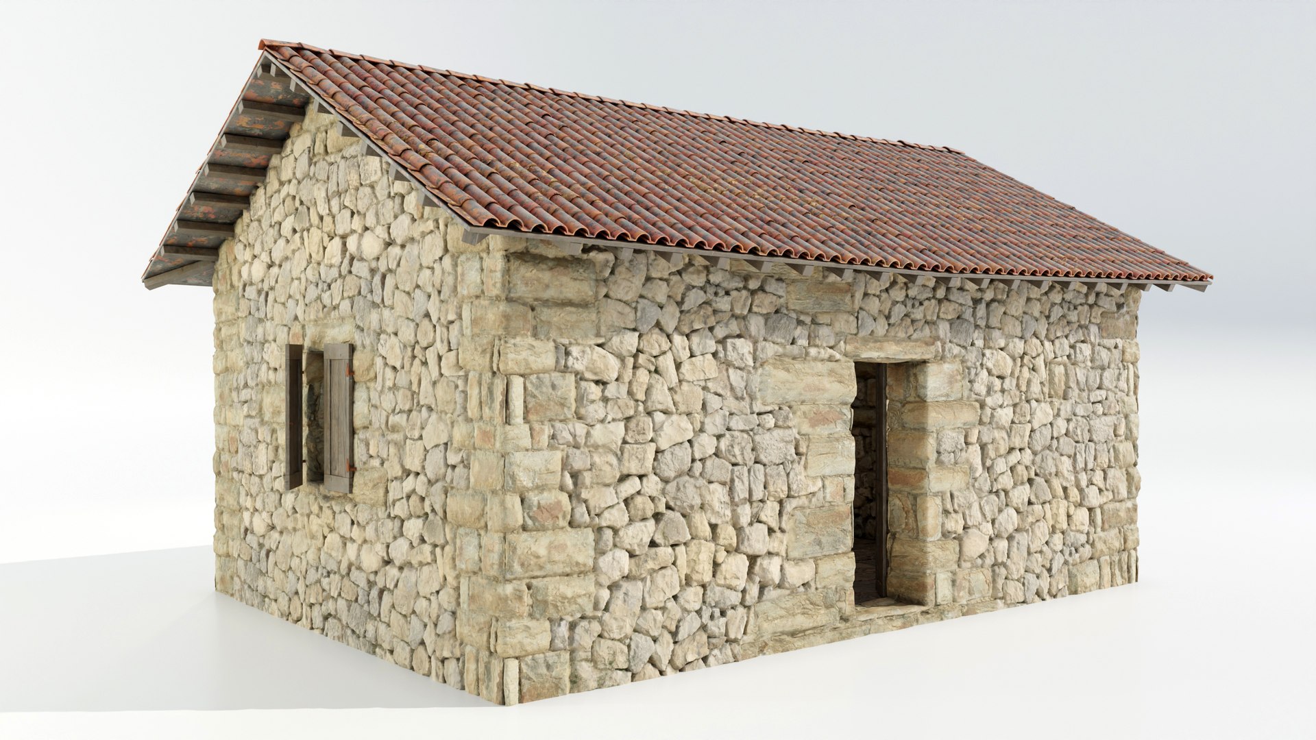3D Old Italian Stone Shed Model - TurboSquid 2212353