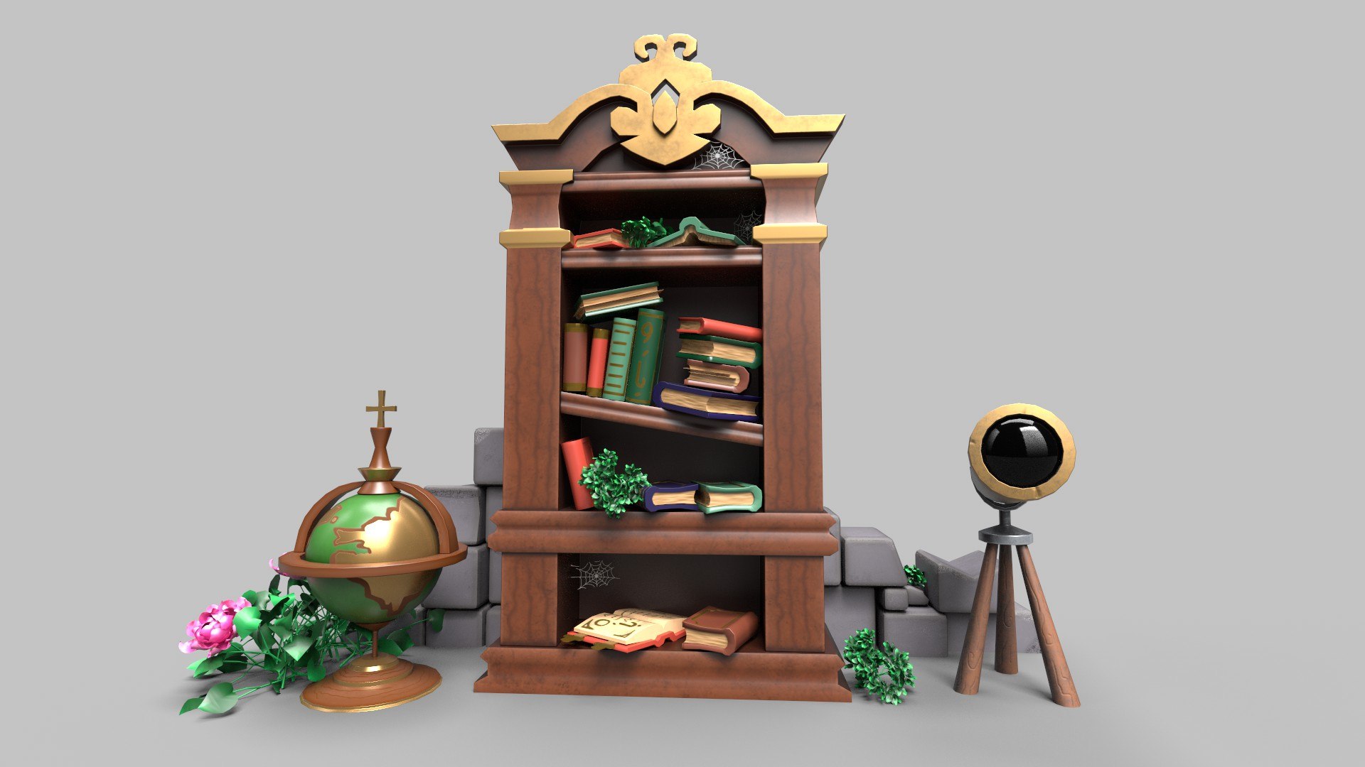 Stylized bookcase model - TurboSquid 1844732