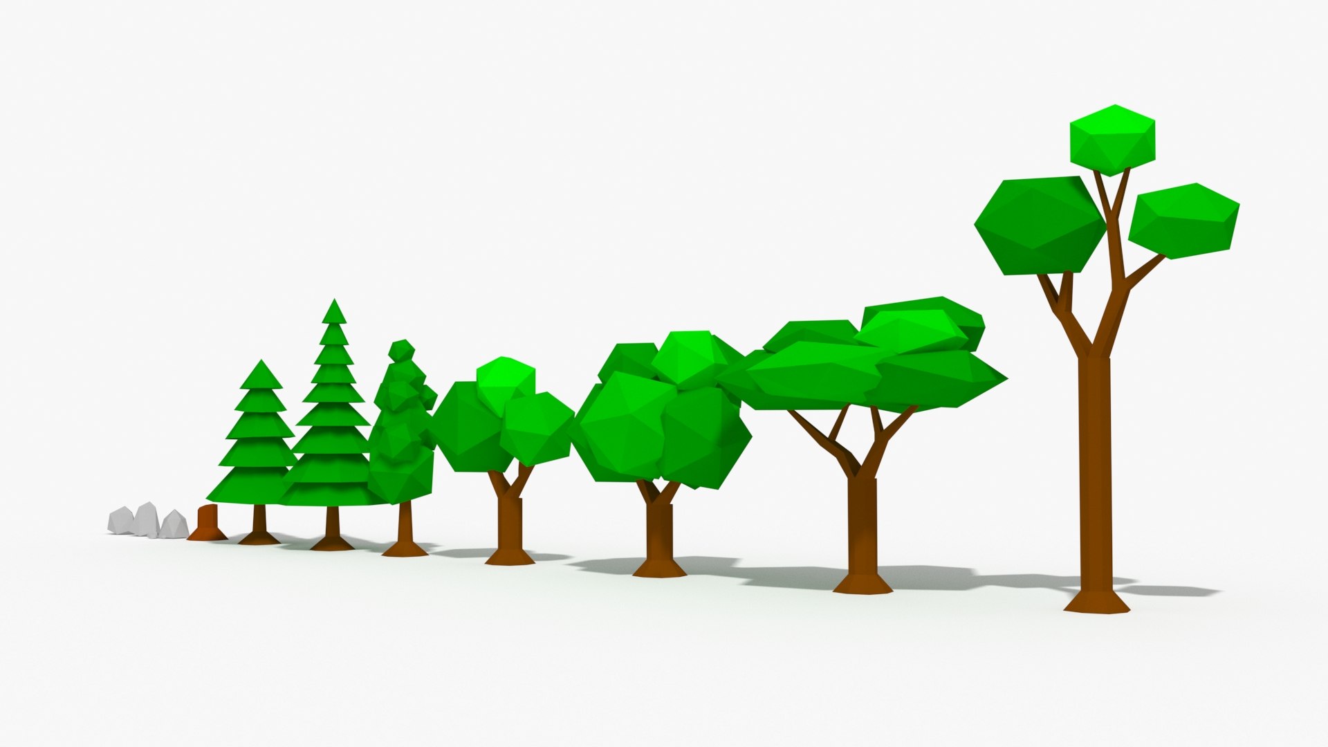 3D Low Poly Trees Rocks Stones - TurboSquid 1885779