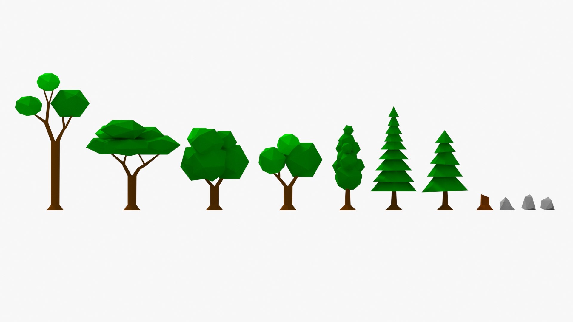 3D Low Poly Trees Rocks Stones - TurboSquid 1885779