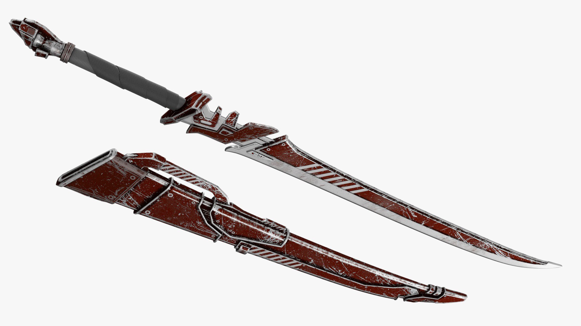 Red Futuristic Sword 3D Model - TurboSquid 2161821