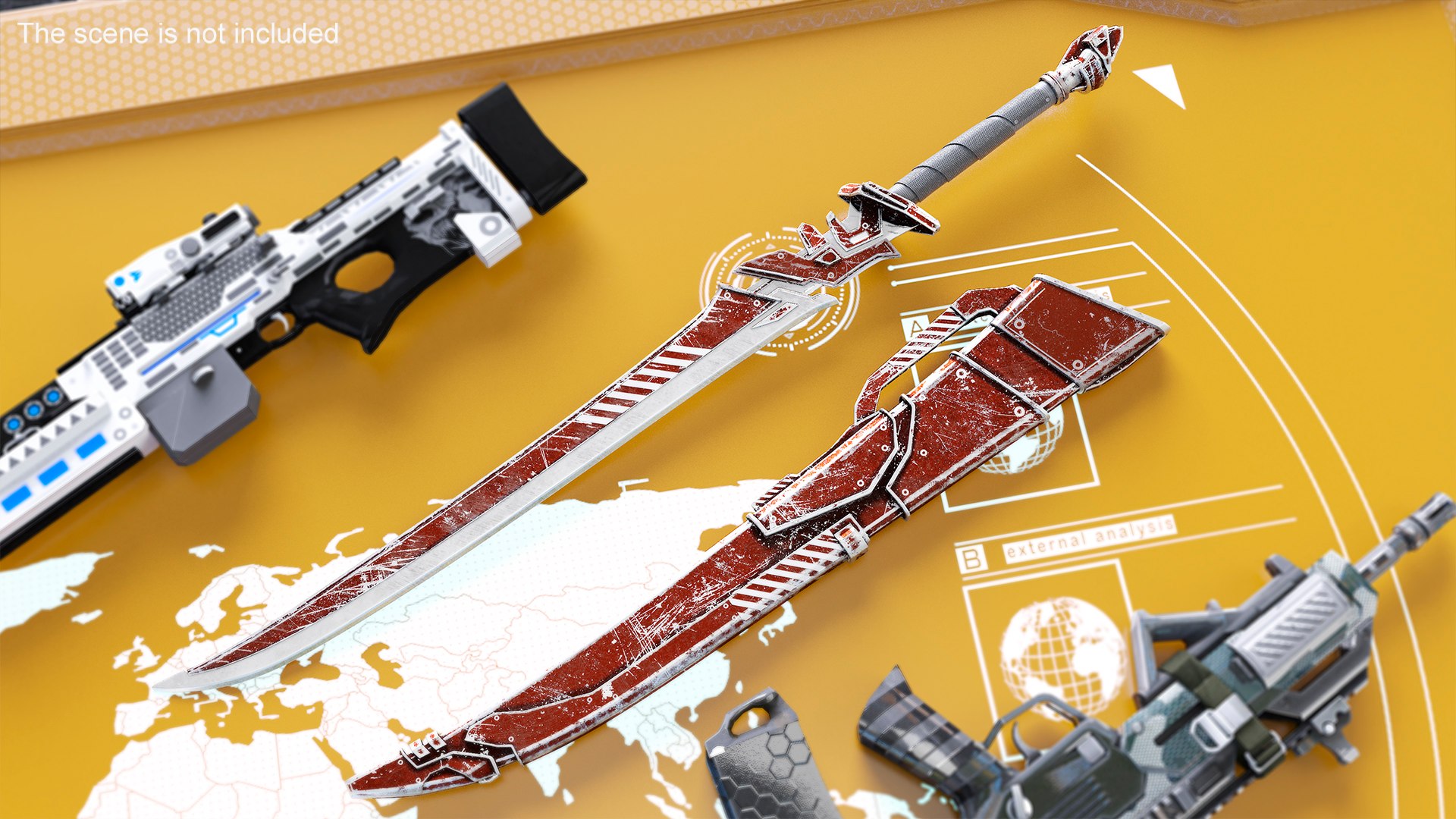 Red Futuristic Sword 3D Model - TurboSquid 2161821