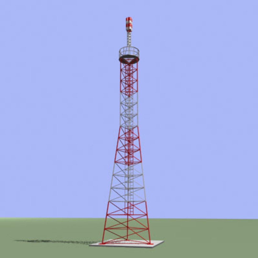 realistic tv radio tower 3d model