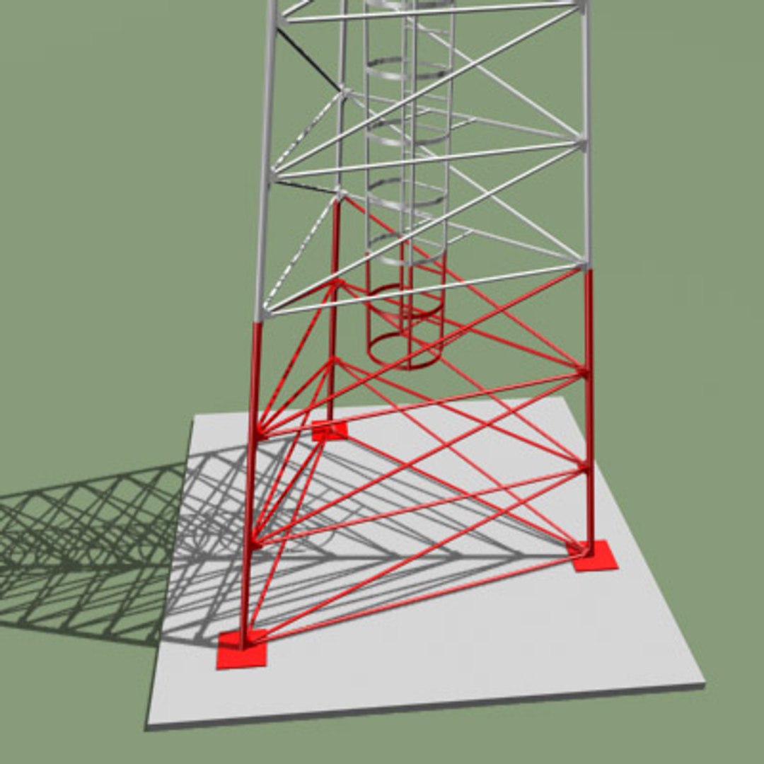 realistic tv radio tower 3d model