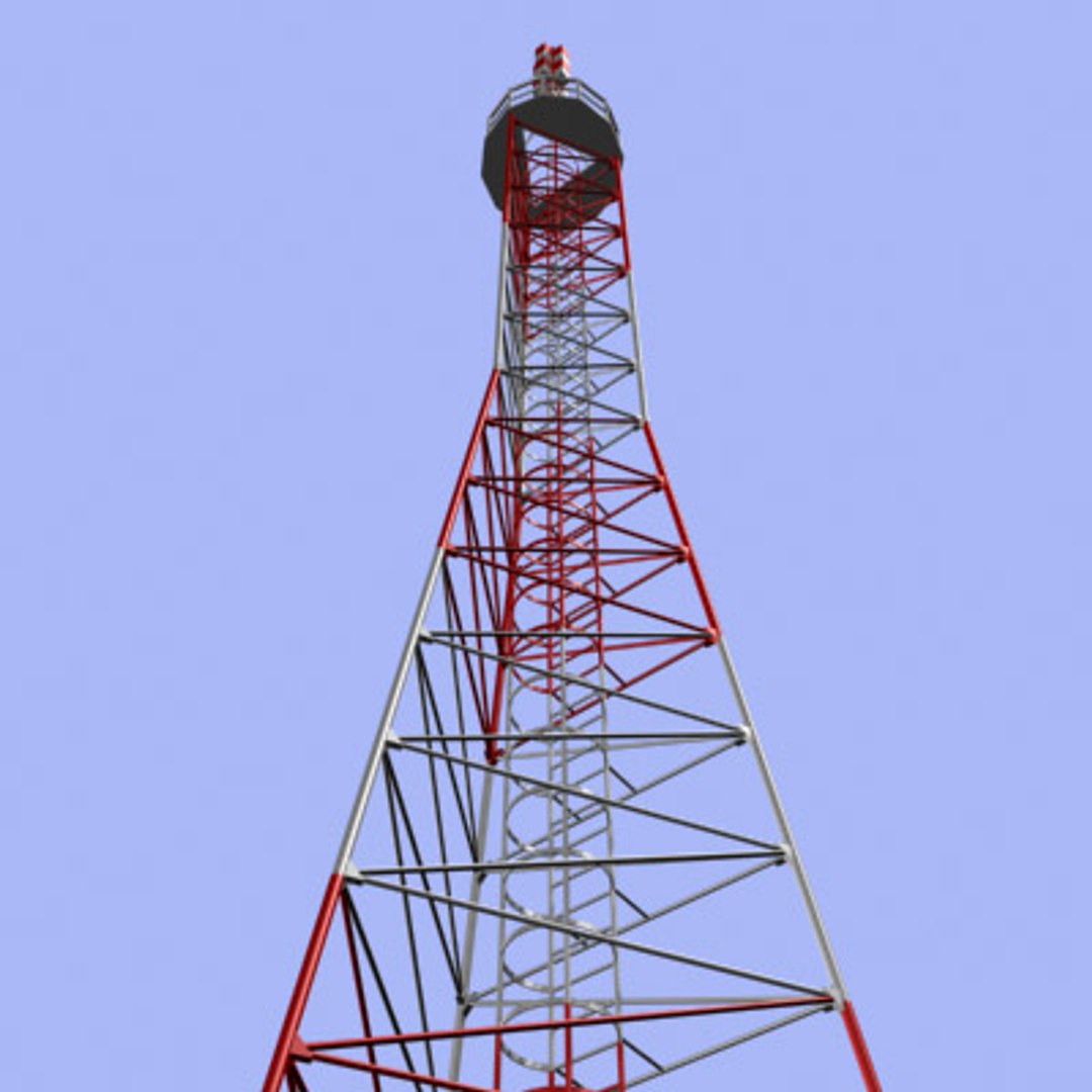 realistic tv radio tower 3d model