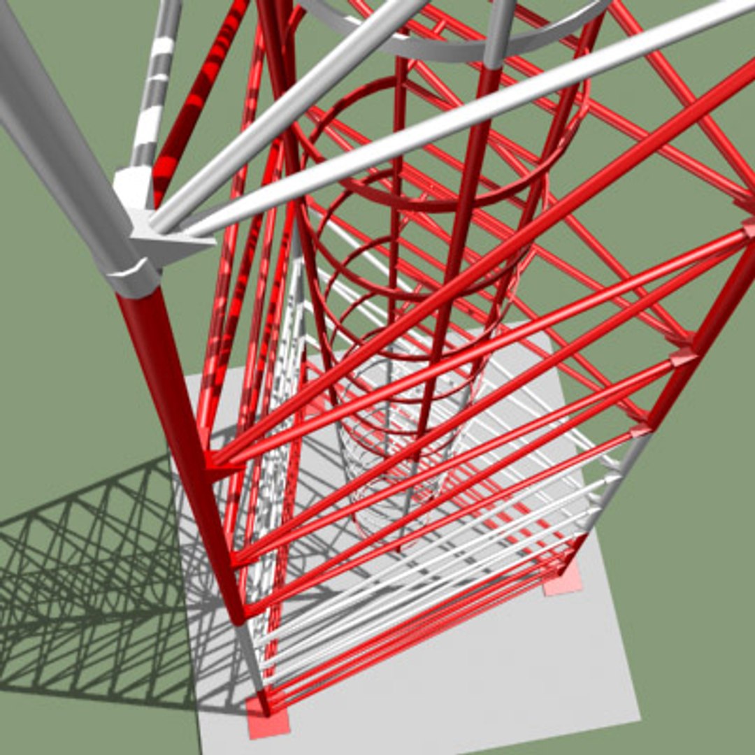 realistic tv radio tower 3d model