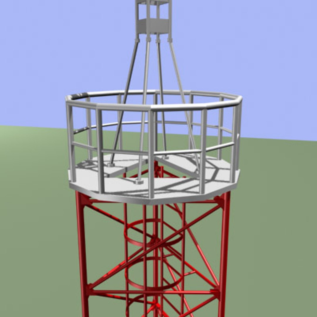 realistic tv radio tower 3d model