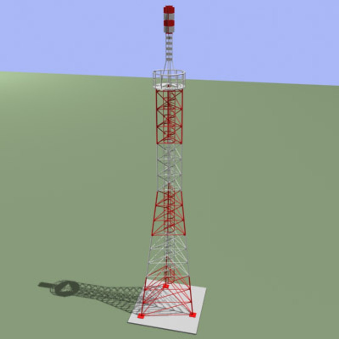 realistic tv radio tower 3d model