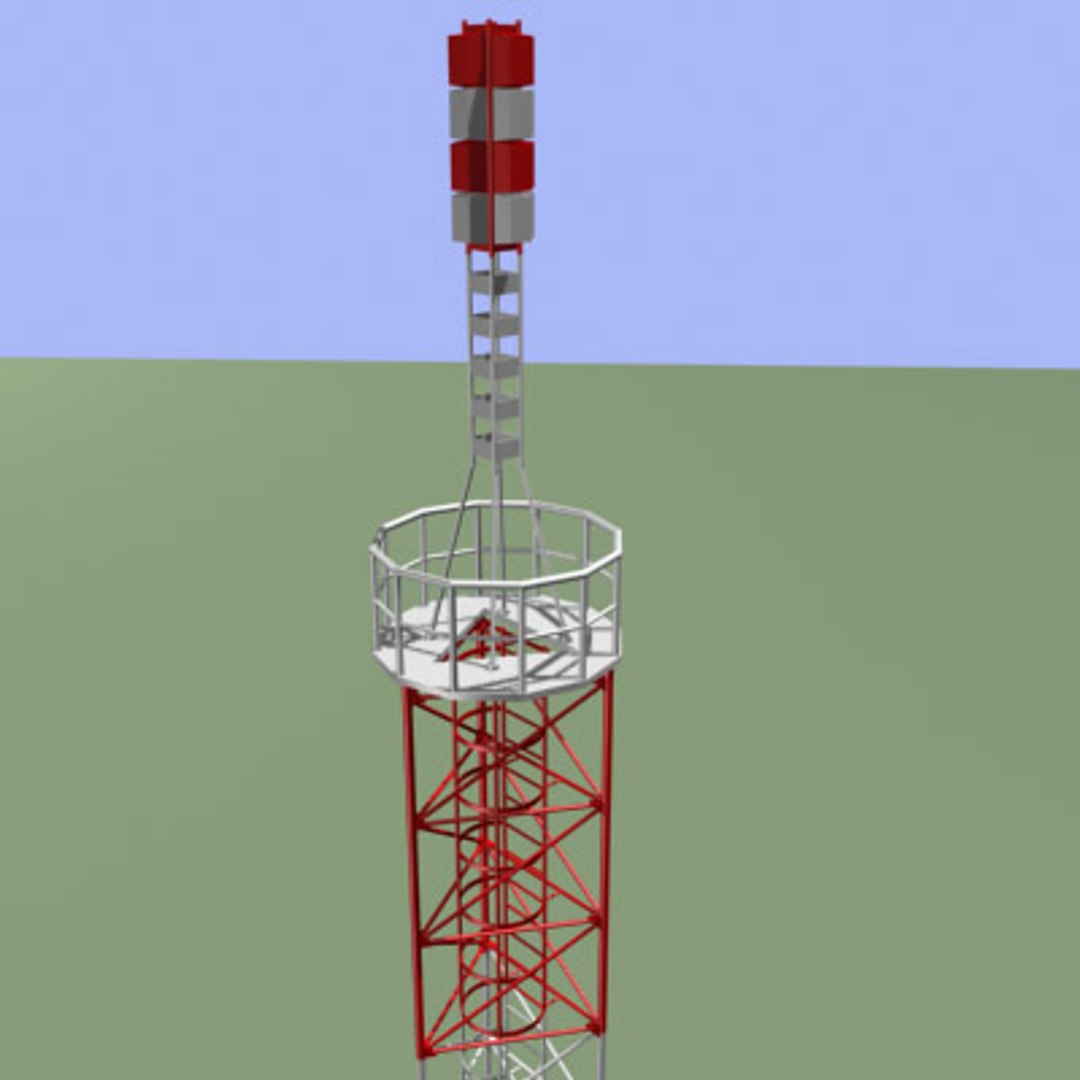 realistic tv radio tower 3d model