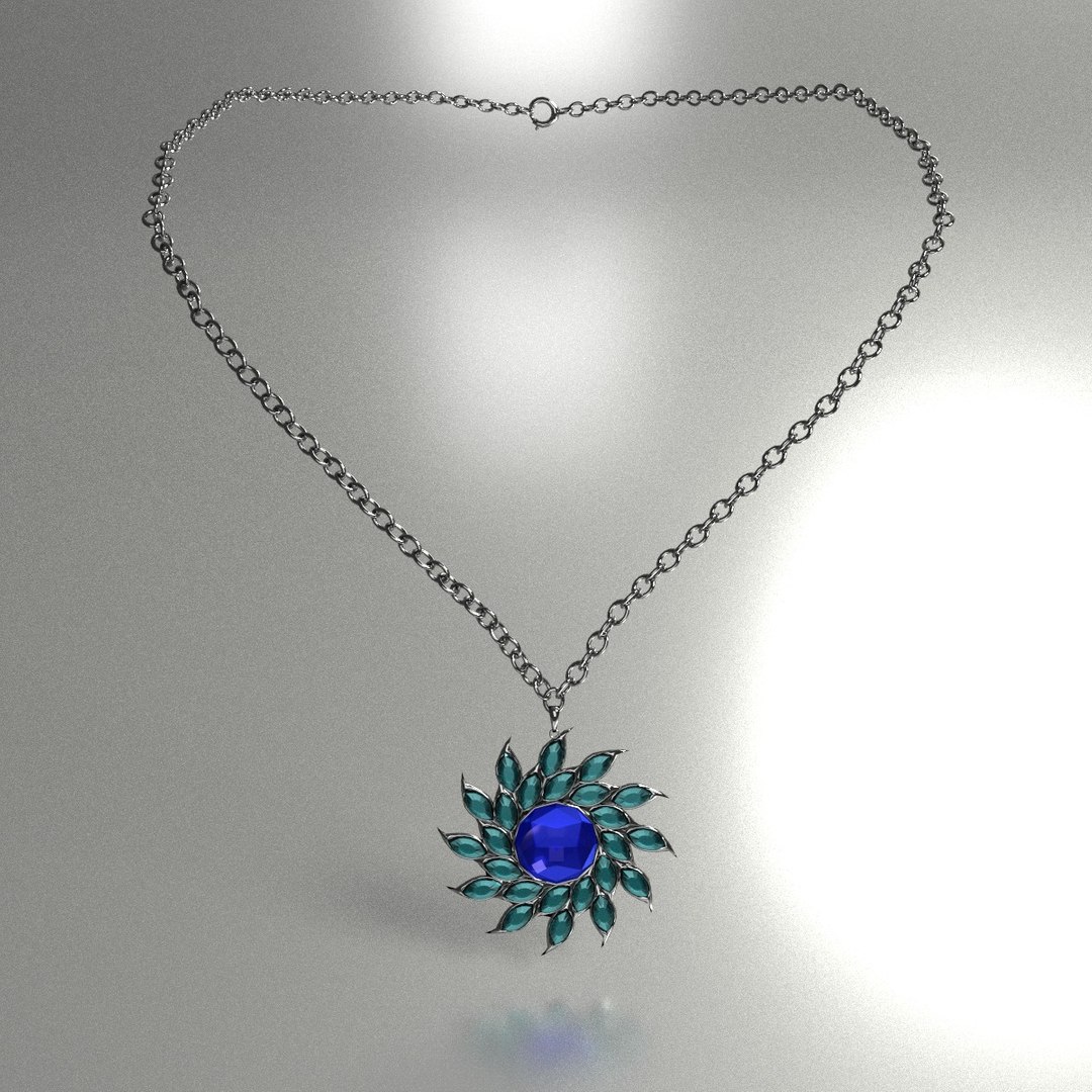 3d Model Necklace Flower Crystal