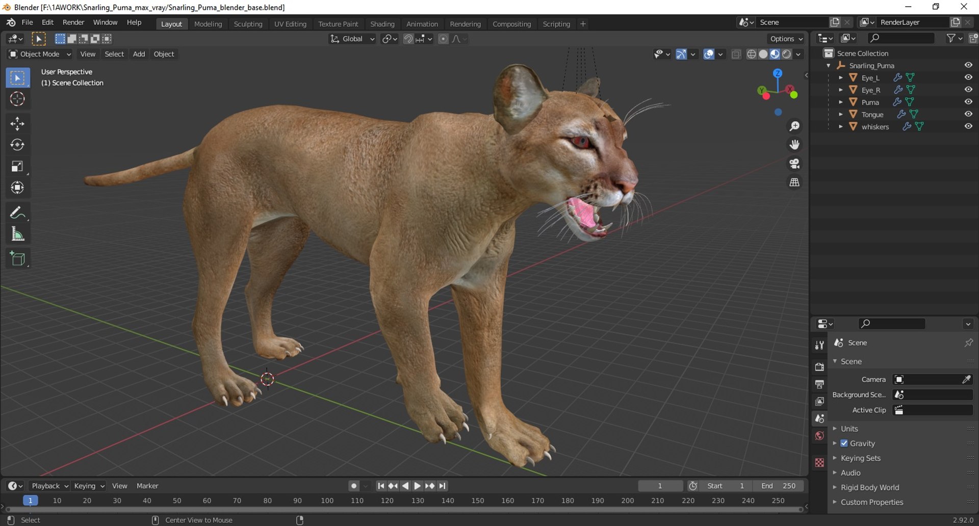 Snarling Puma Model - TurboSquid 2230666