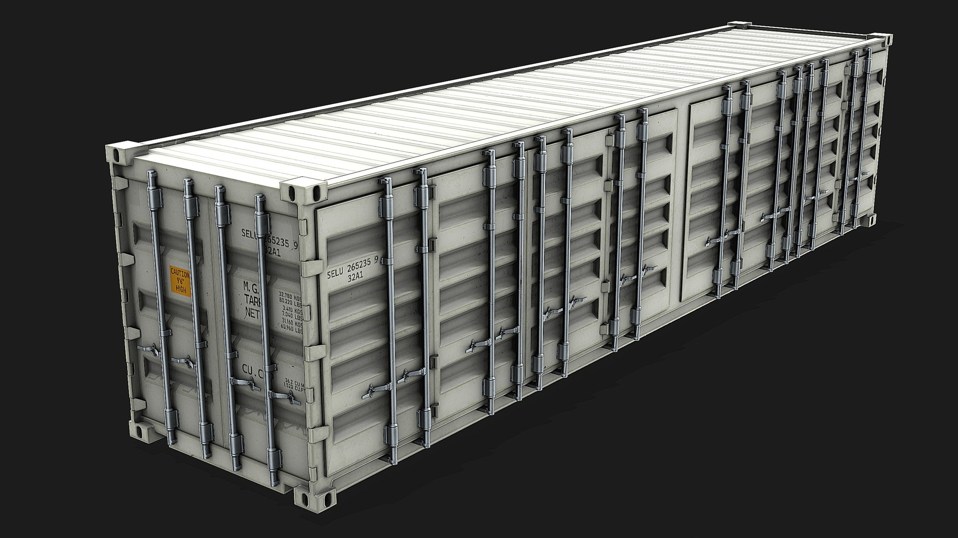 3D 40ft Side Door Container - White - TurboSquid 2152365