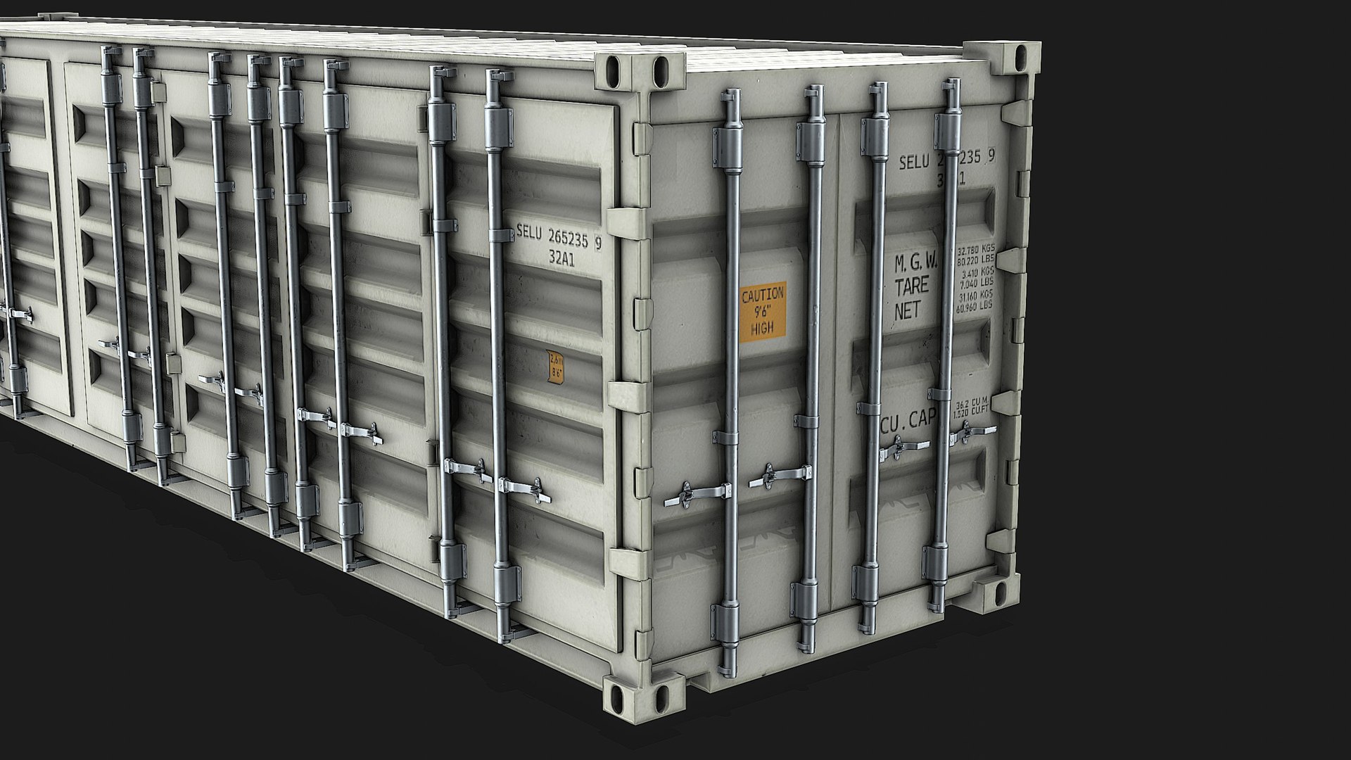 3D 40ft Side Door Container - White - TurboSquid 2152365