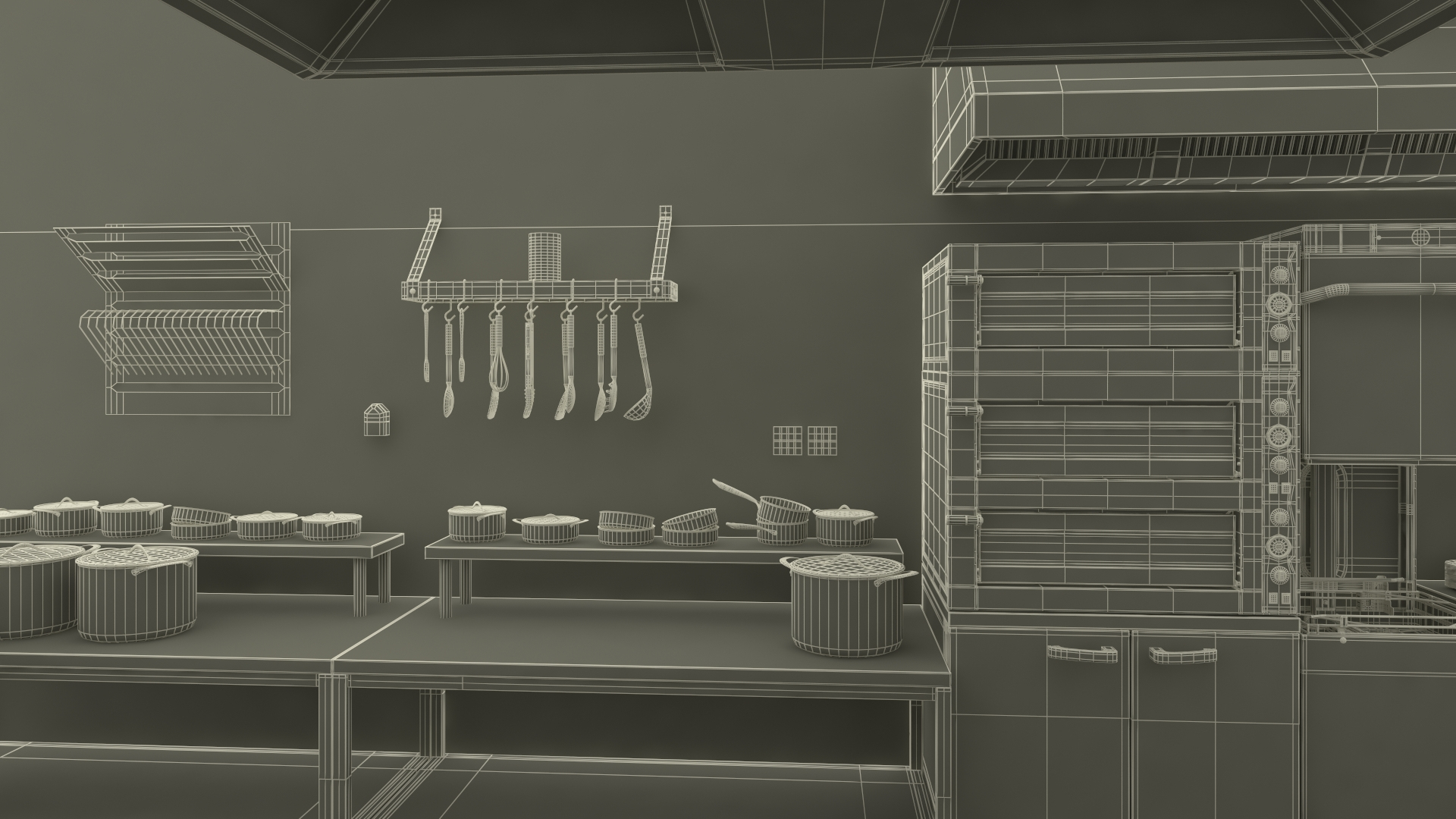 Equipped Commercial Kitchen 3D Model - TurboSquid 2310114