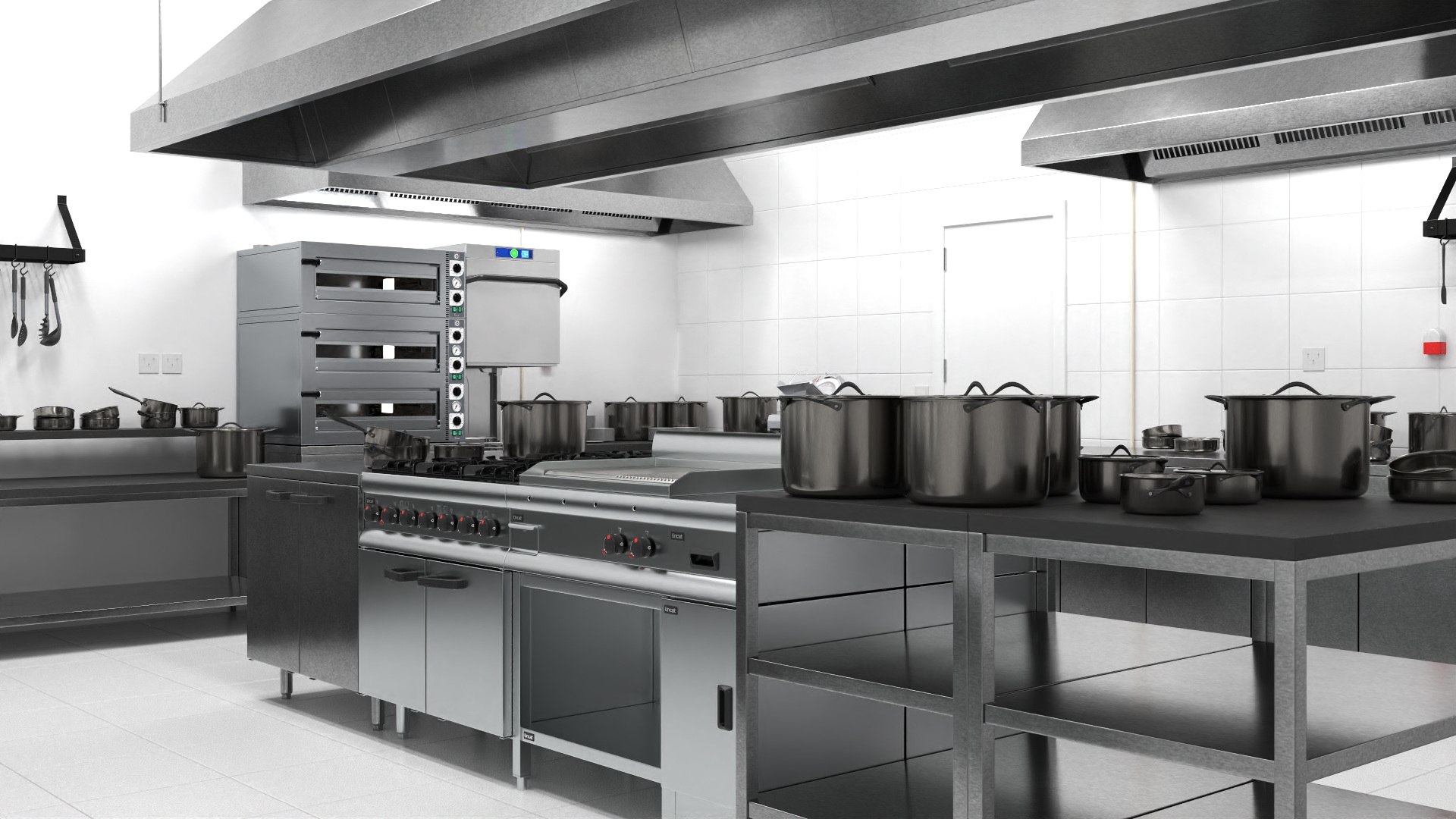 Equipped Commercial Kitchen 3D Model - TurboSquid 2310114