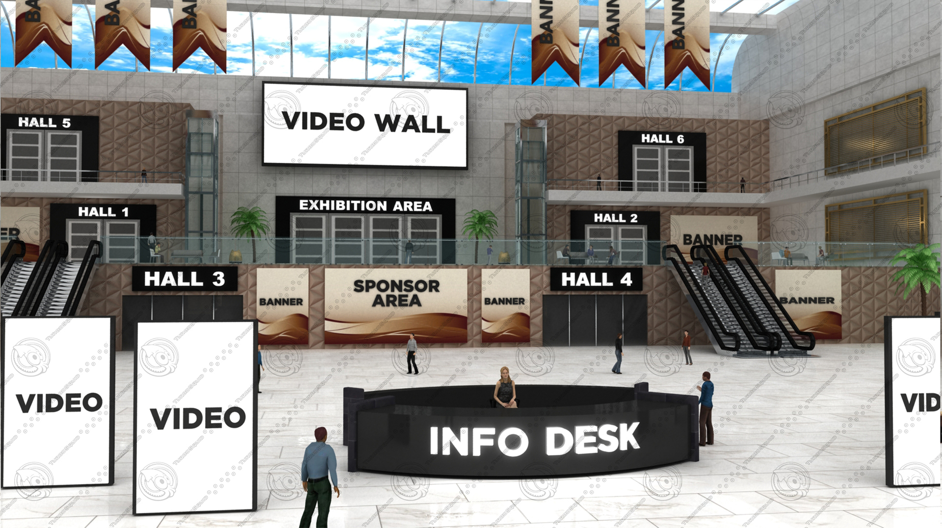 Virtual lobby congress 3D model - TurboSquid 1691352