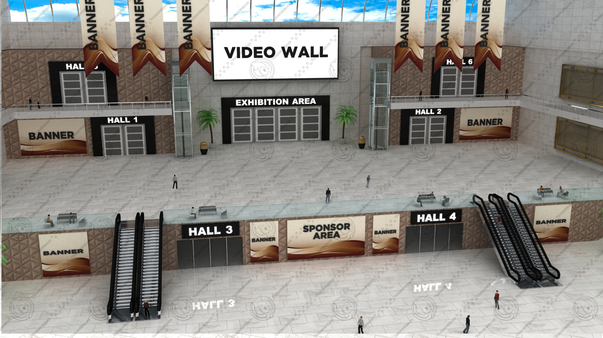 Virtual lobby congress 3D model - TurboSquid 1691352