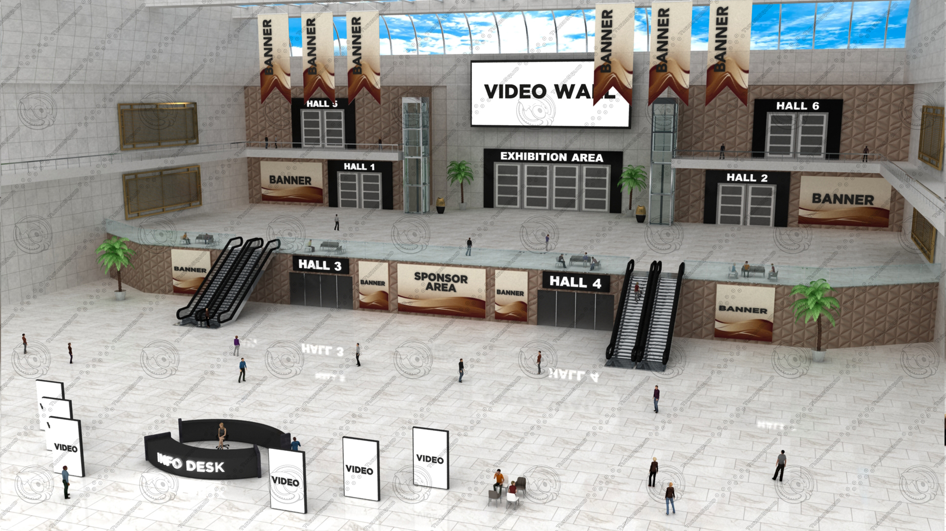 Virtual lobby congress 3D model - TurboSquid 1691352