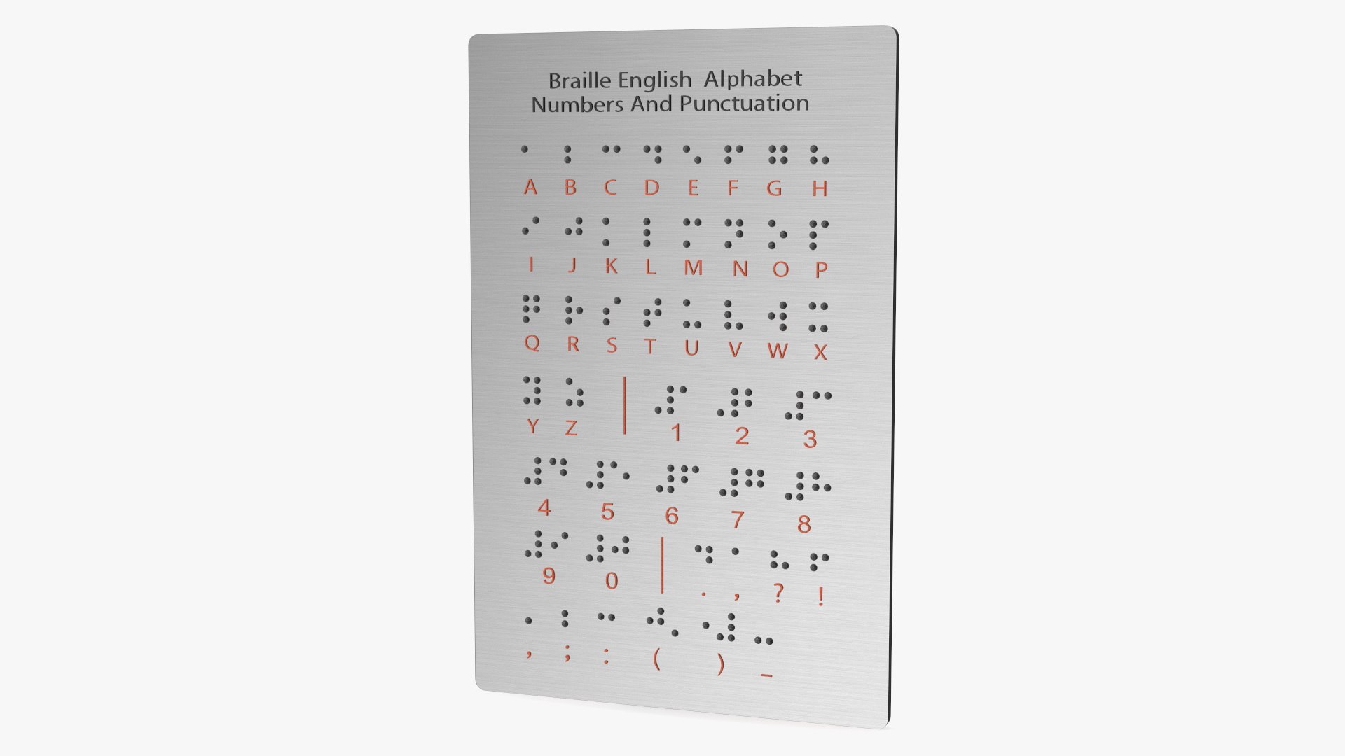 3D Braille English Alphabet Board - TurboSquid 2376319